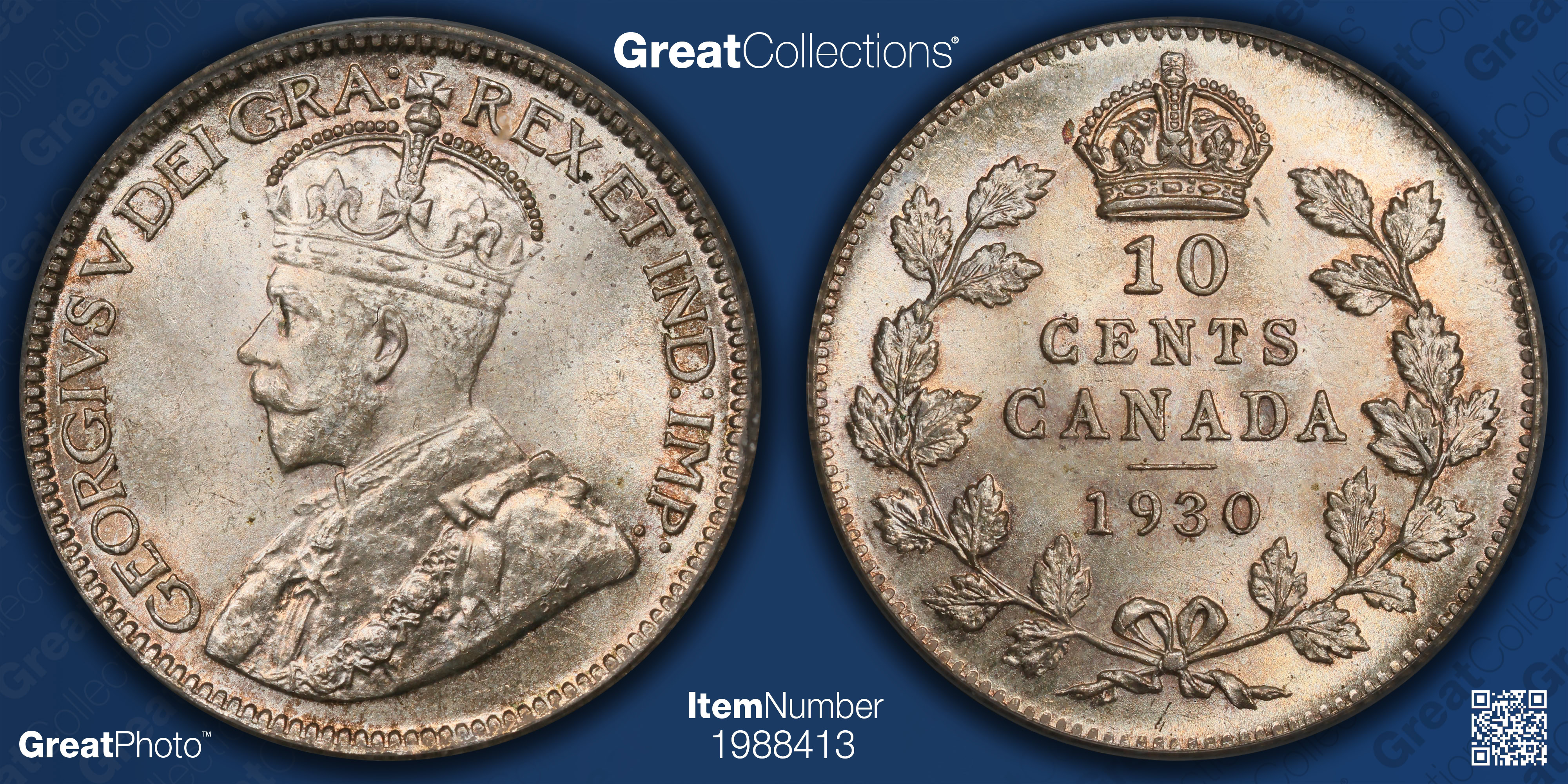Canada 1930 Silver 10 Cents KM-23a PCGS MS-65 OGH (Ex: Norweb ...