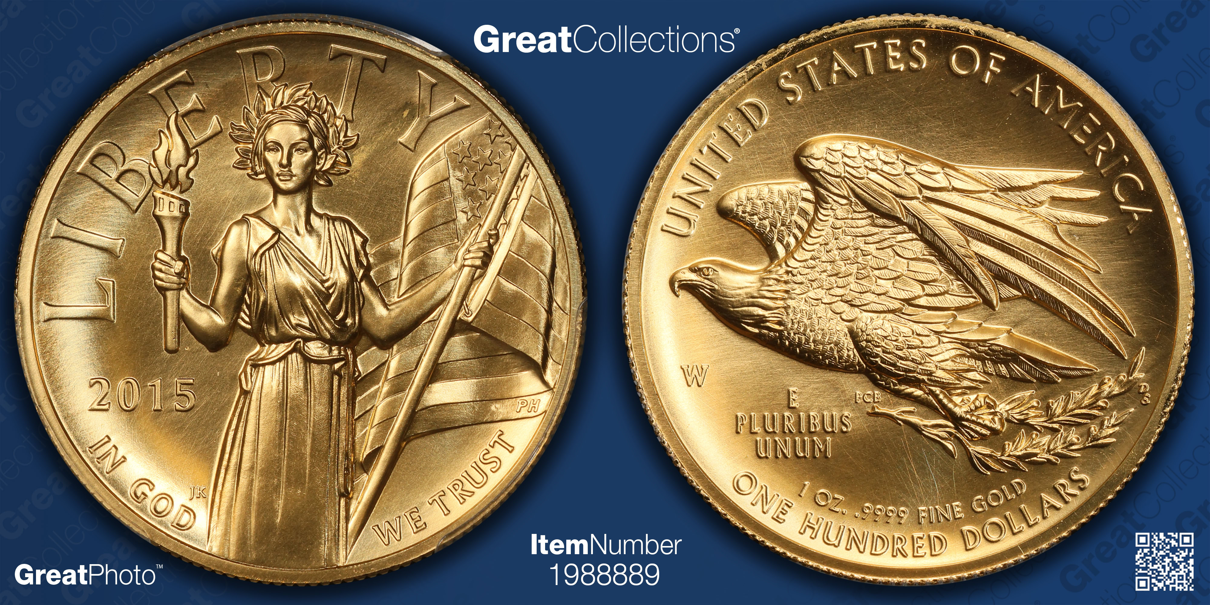 2015-W America Liberty High Relief $100 Gold First Strike PCGS MS-69 ...