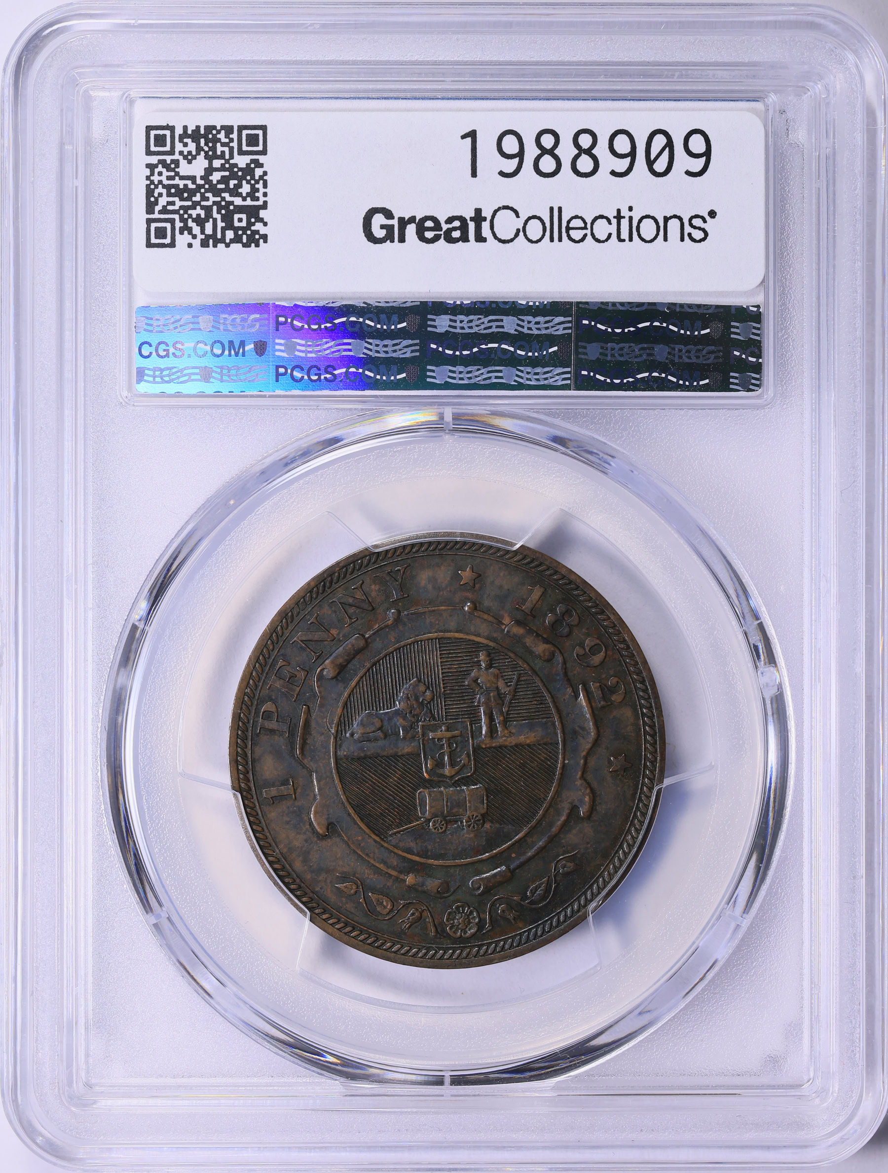 South Africa 1892 Penny KM-2 PCGS AU-58 (Item 1988909 ...
