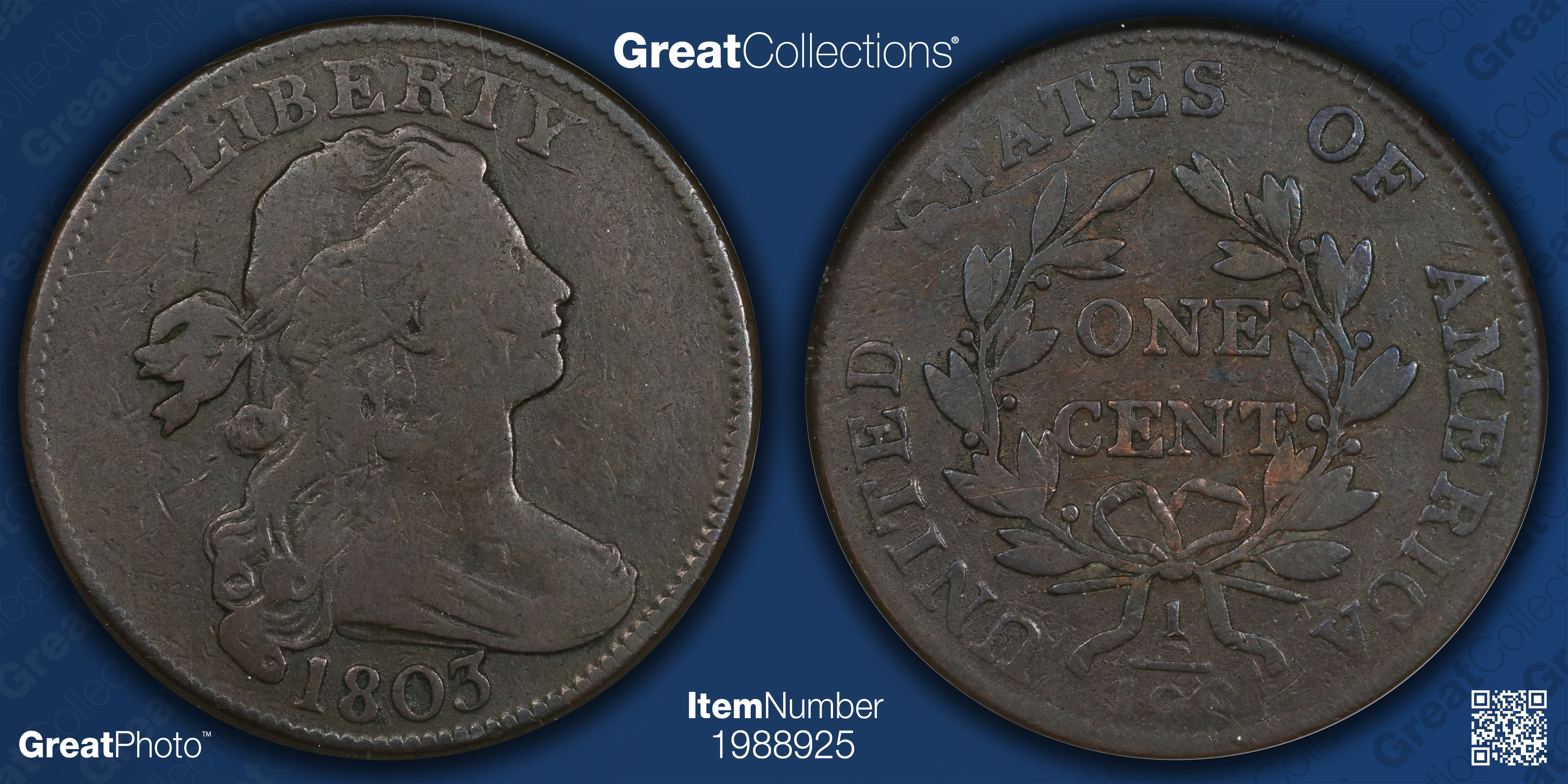 1803 Draped Bust Cent Sheldon 253 ANACS F-12 BN OH (Item 1988925 ...