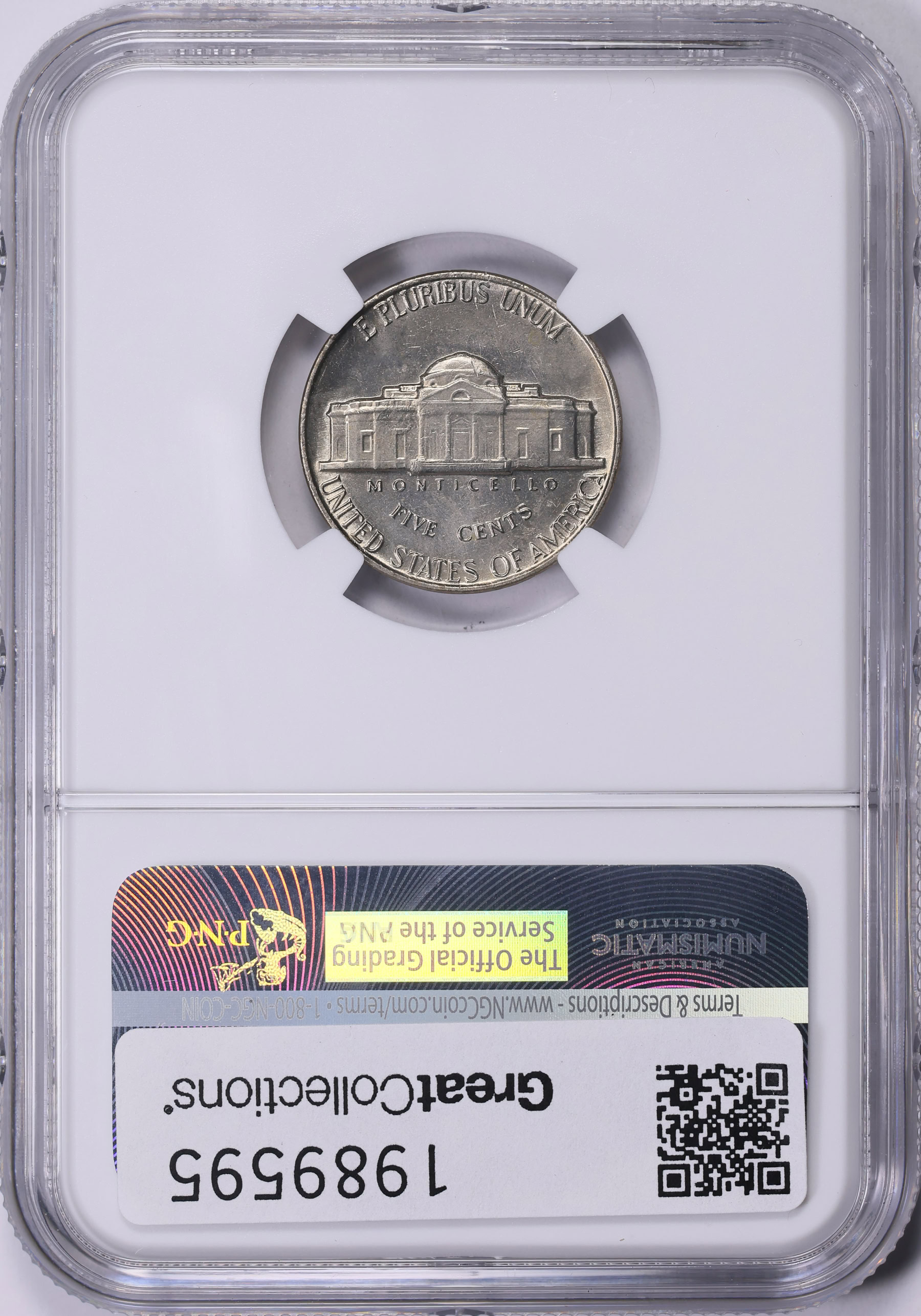 1962 Jefferson Nickel DDR VP-002 NGC MS-64 | NGC Cert #2737076-003 ...
