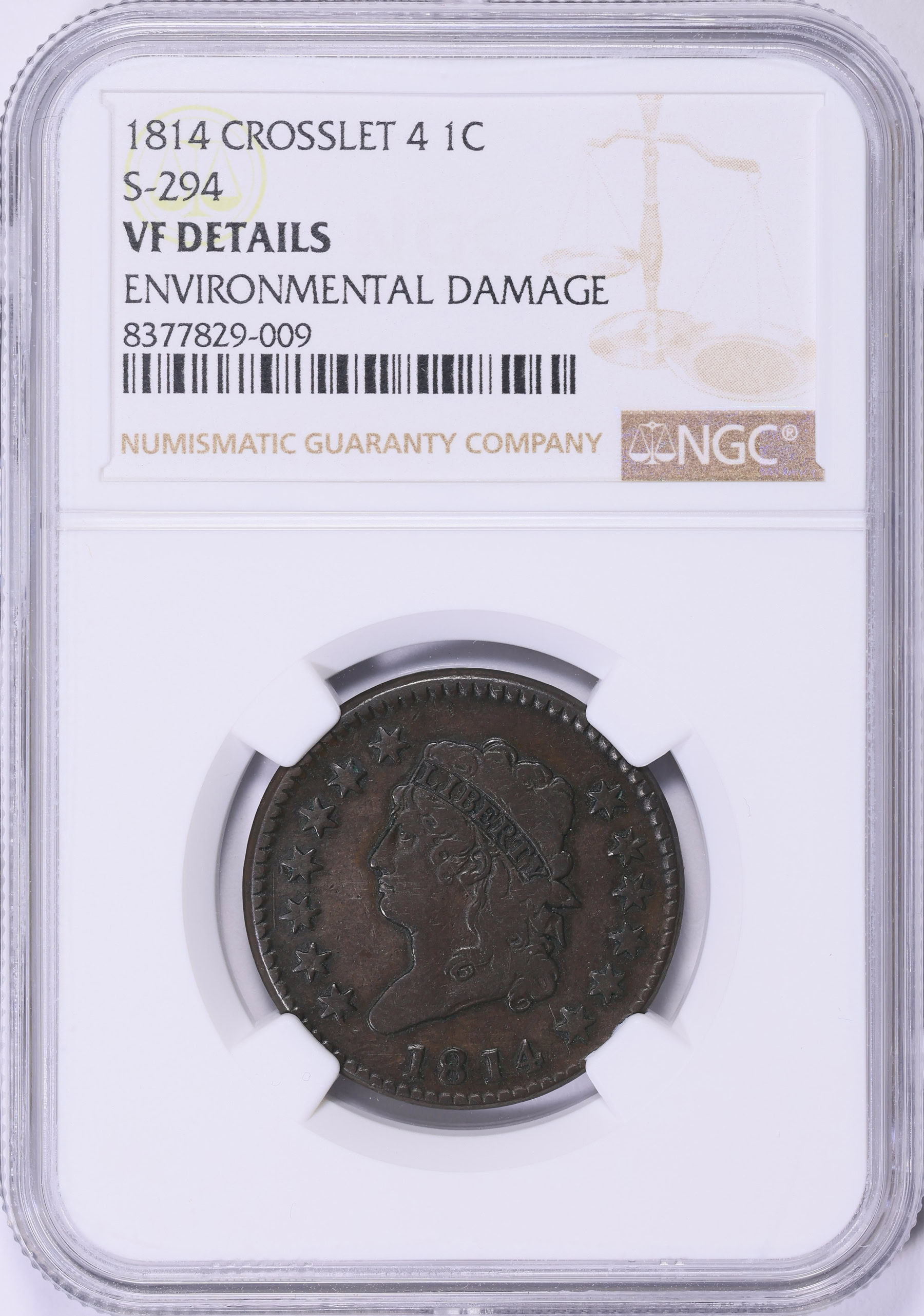 1814 Classic Cent Crosslet 4 Sheldon 294 NGC VF Details (Item 1989624 ...