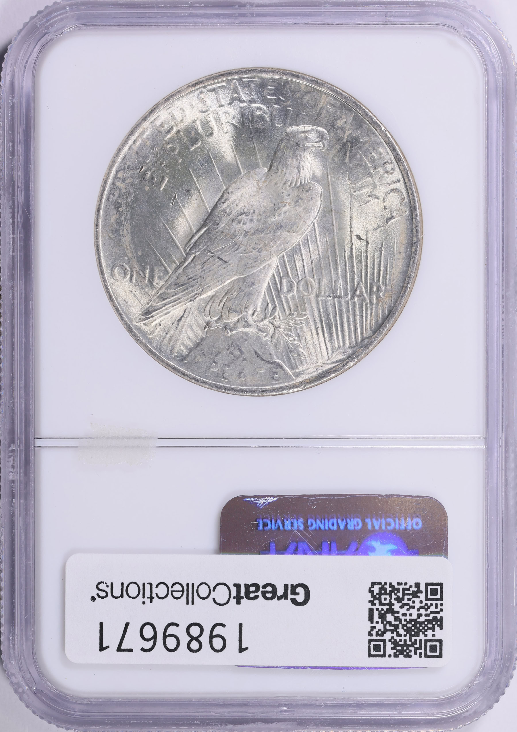 1922 Peace Silver Dollar NGC MS-63 (Binion Collection) (Item 1989671 ...