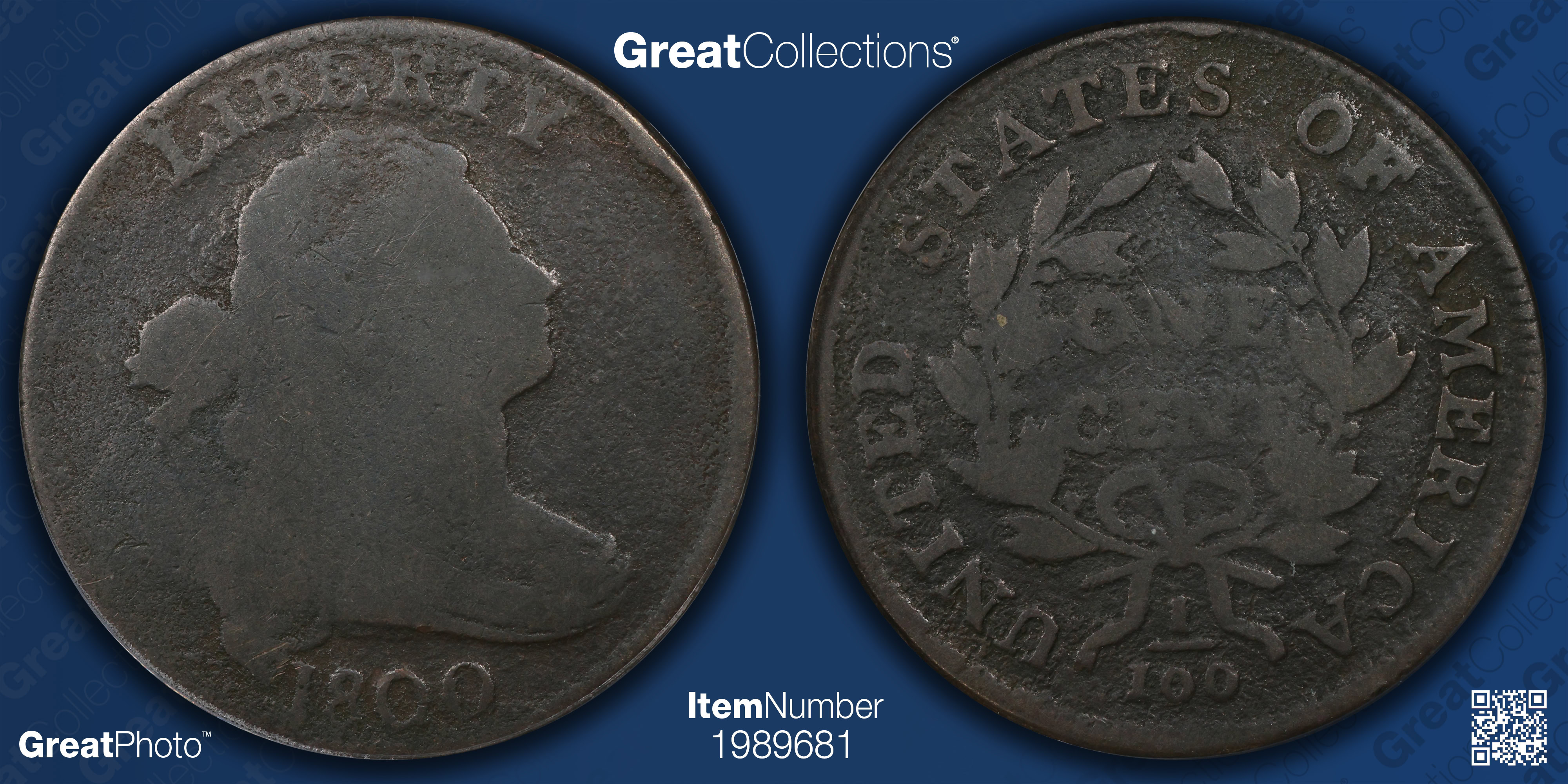 1800 Draped Bust Cent Sheldon 212 ANACS G-04 BN (Item 1989681 ...