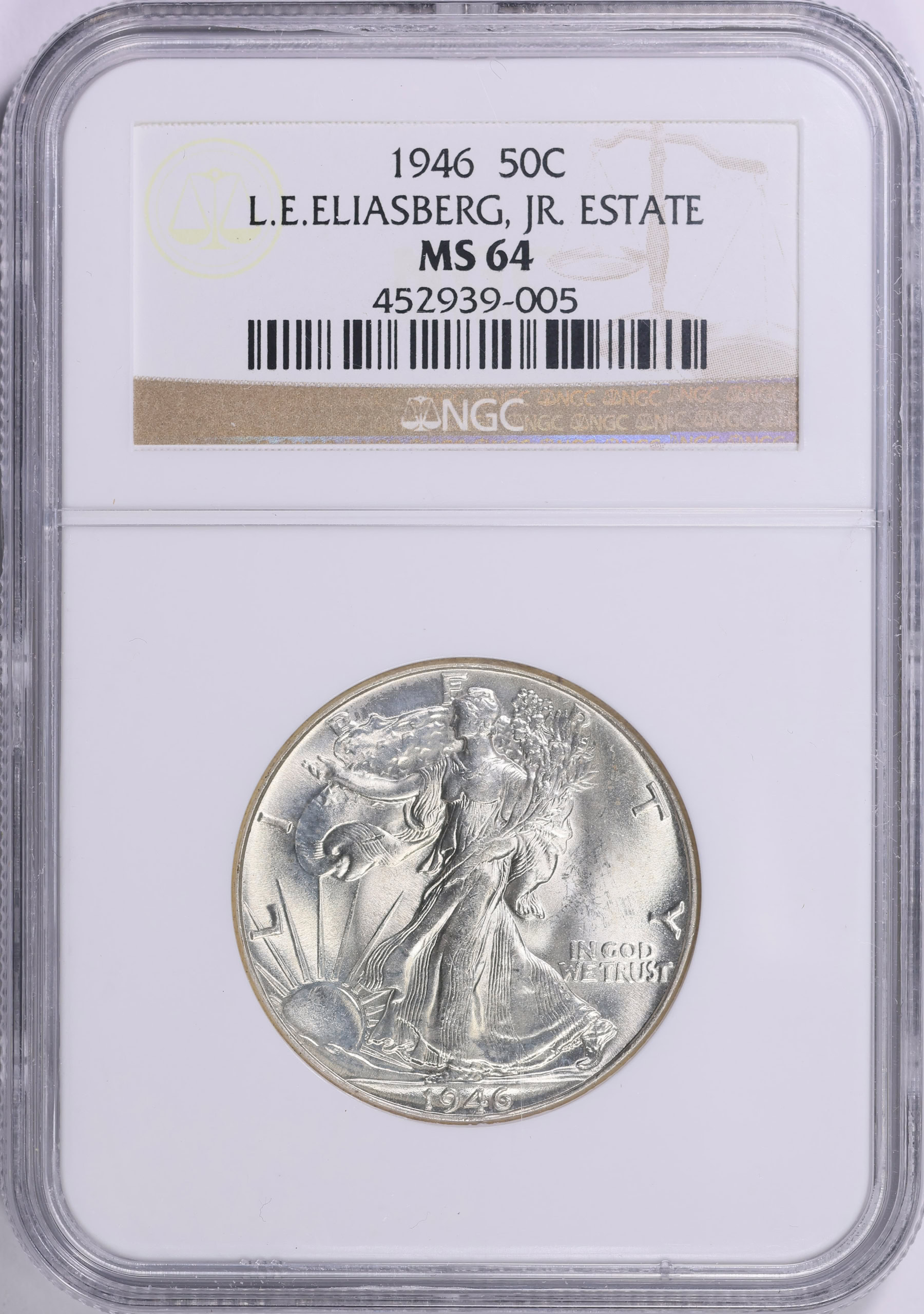 1946 Walking Liberty Half Dollar NGC MS-64 (L.E. Eliasberg, Jr. Estate ...