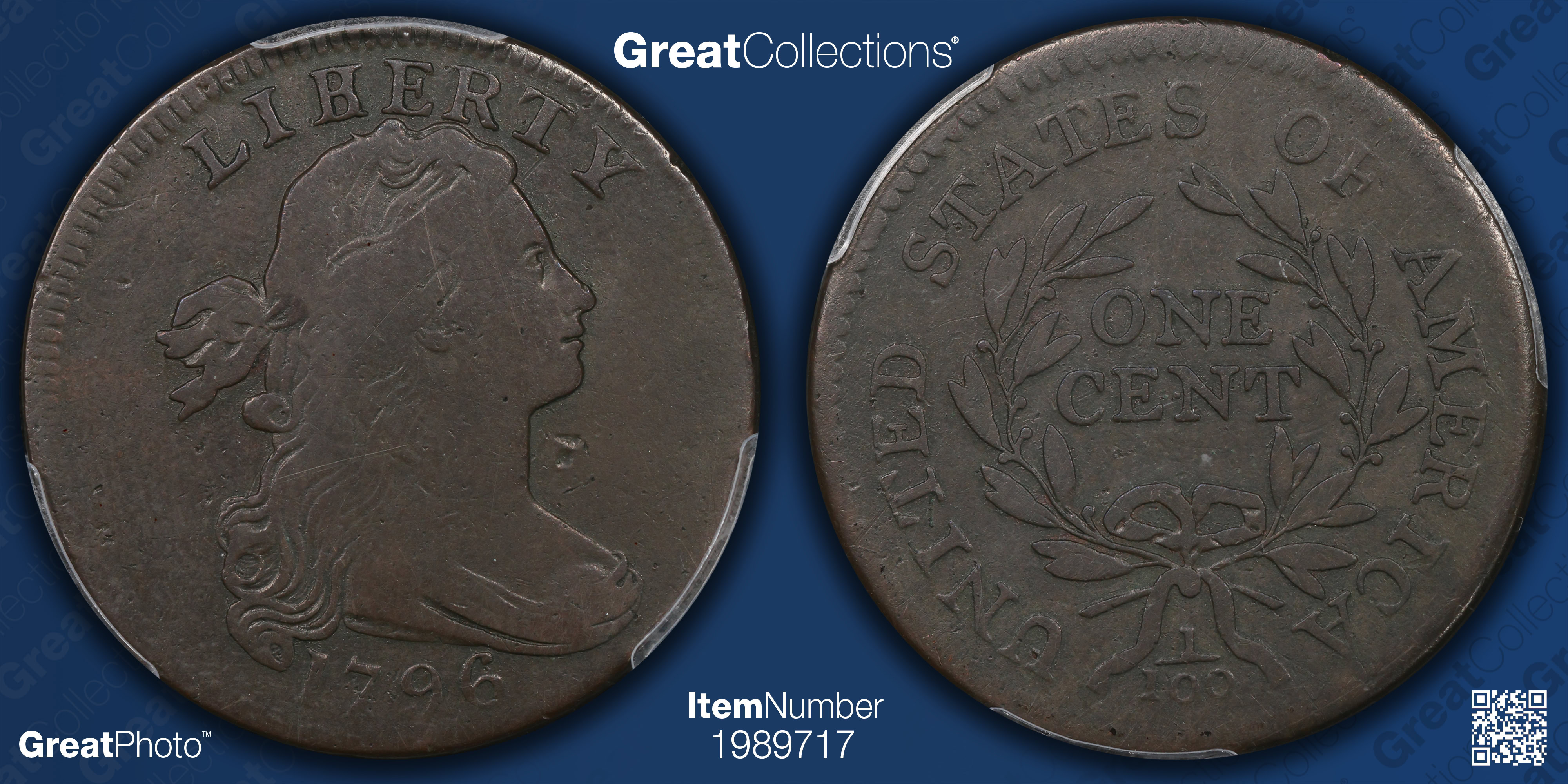 1796 Draped Bust Cent LIHERTY PCGS F-12 BN (Item 1989717 ...