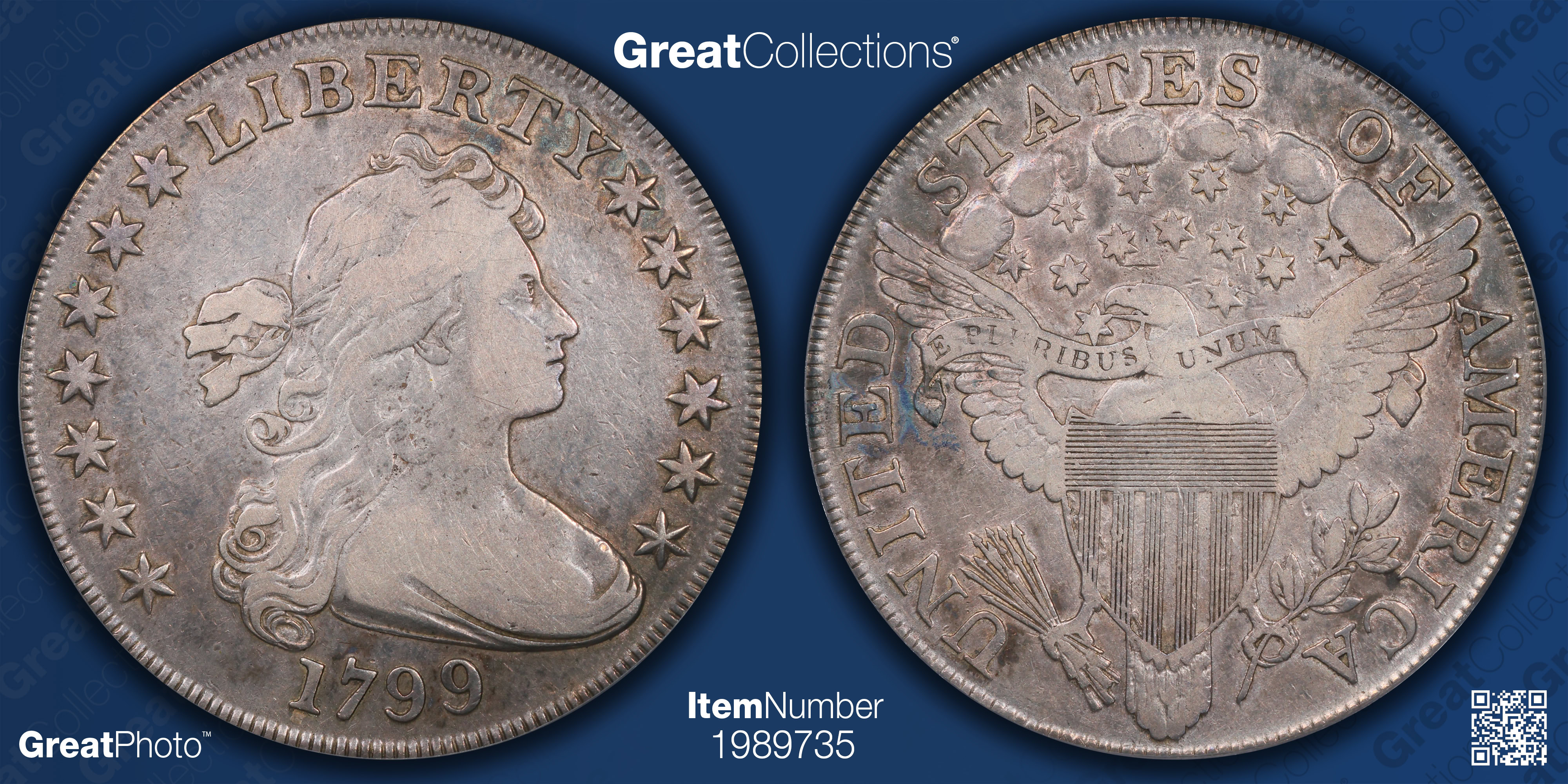 1799 Draped Bust Silver Dollar PCGS F-15 (Item 1989735 ...