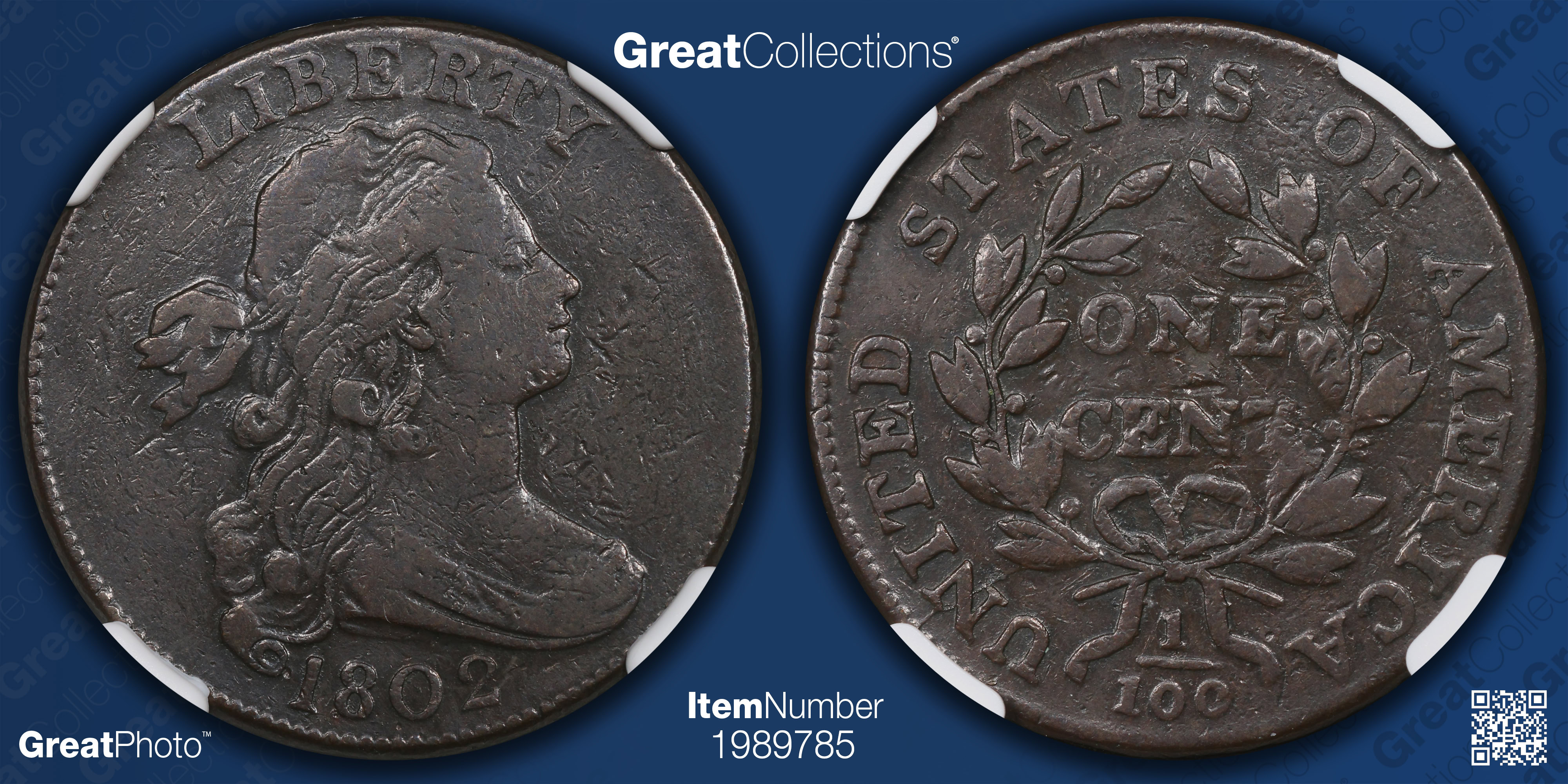 1802 Draped Bust Cent NGC VF-25 BN (Item 1989785) | GreatCollections ...