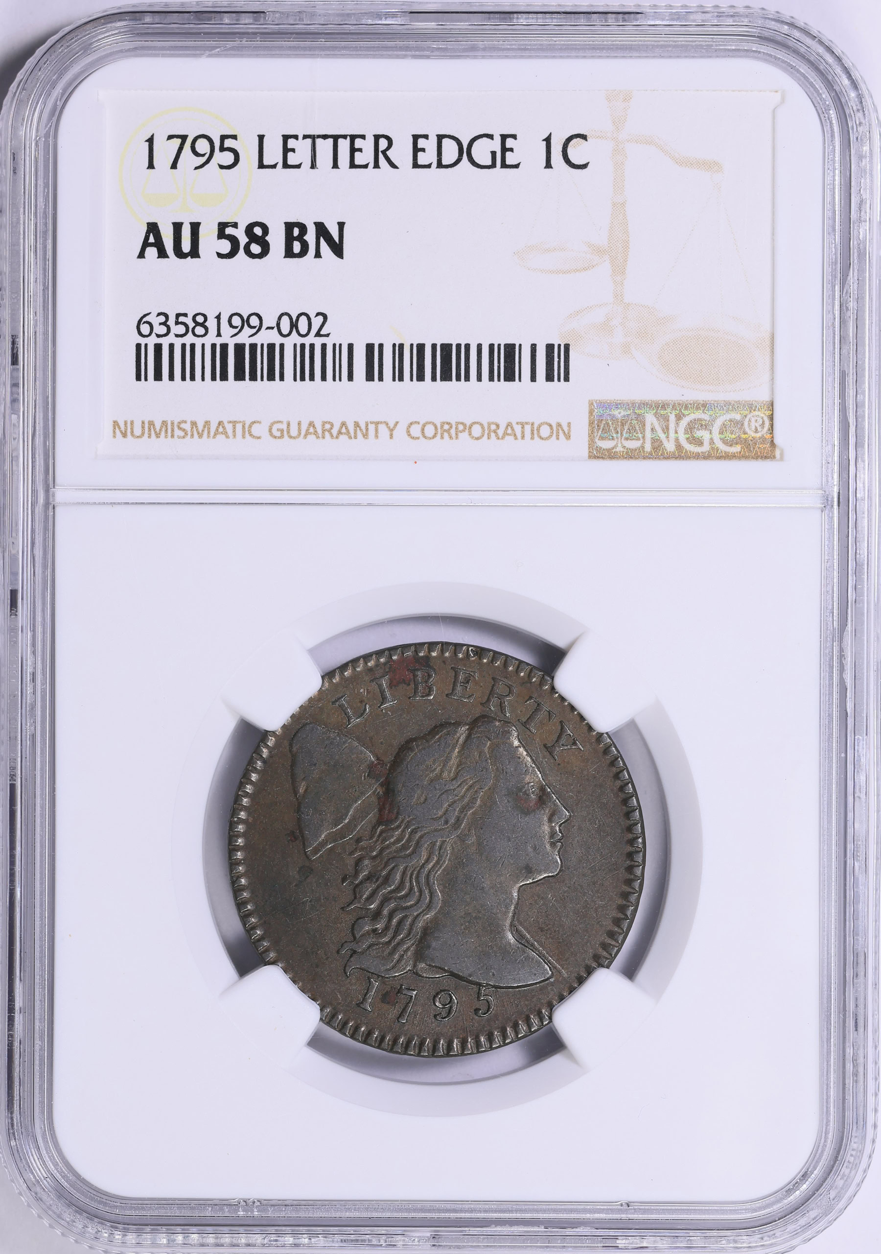 1795 Liberty Cap Cent Lettered Edge NGC AU-58 BN (Item 1989795 ...