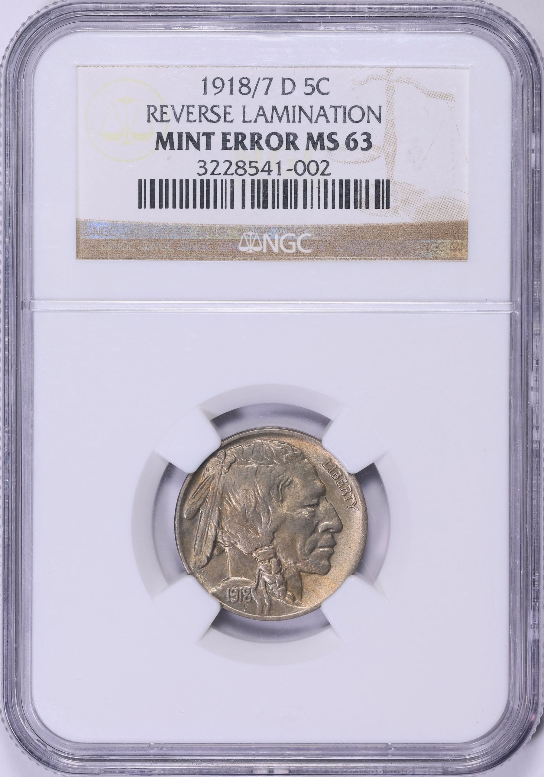 Mint Error 1918/7-D Buffalo Nickel Reverse Lamination NGC MS-63 | NGC ...