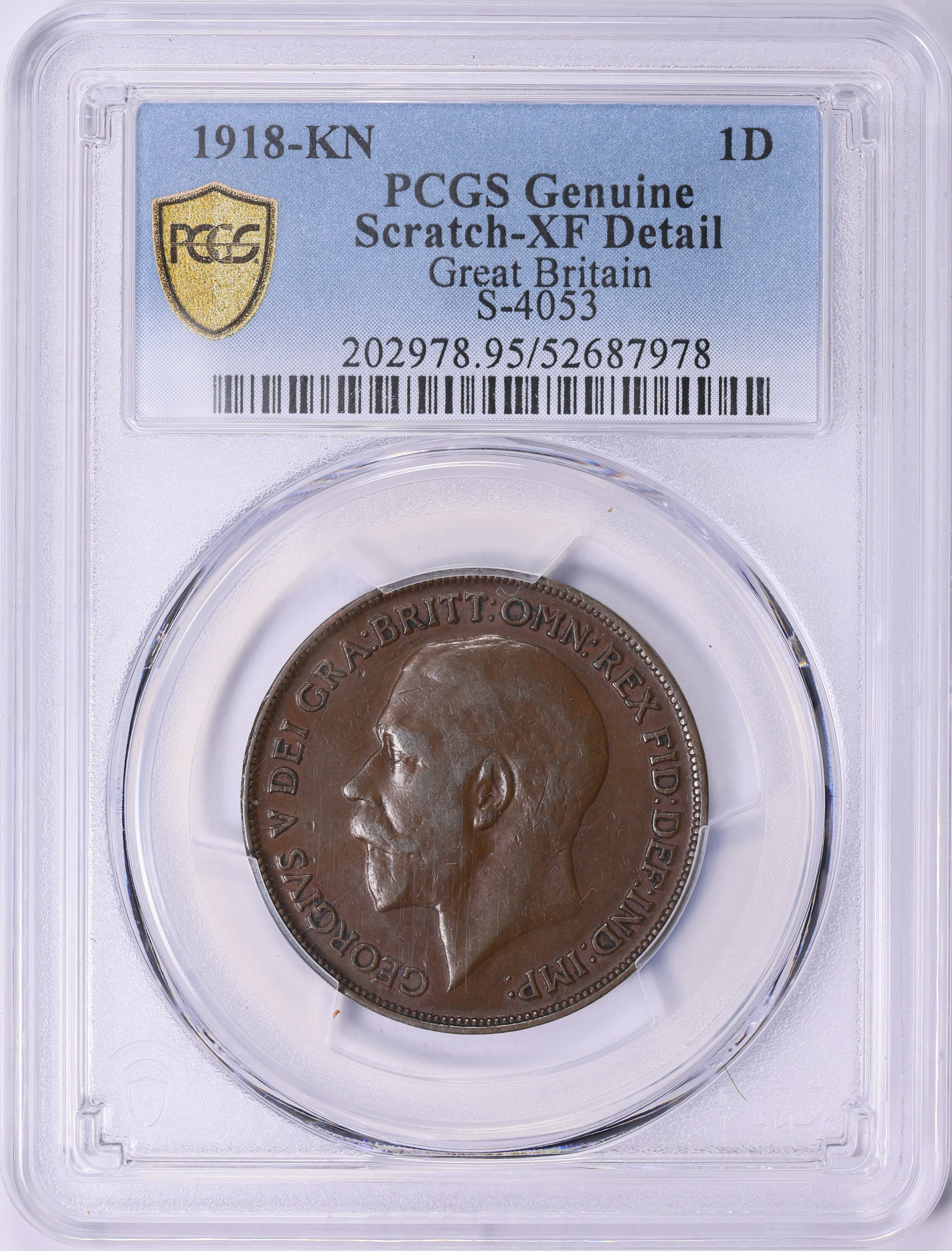 Great Britain 1918-KN Penny KM-810 PCGS Genuine XF Details (Item ...