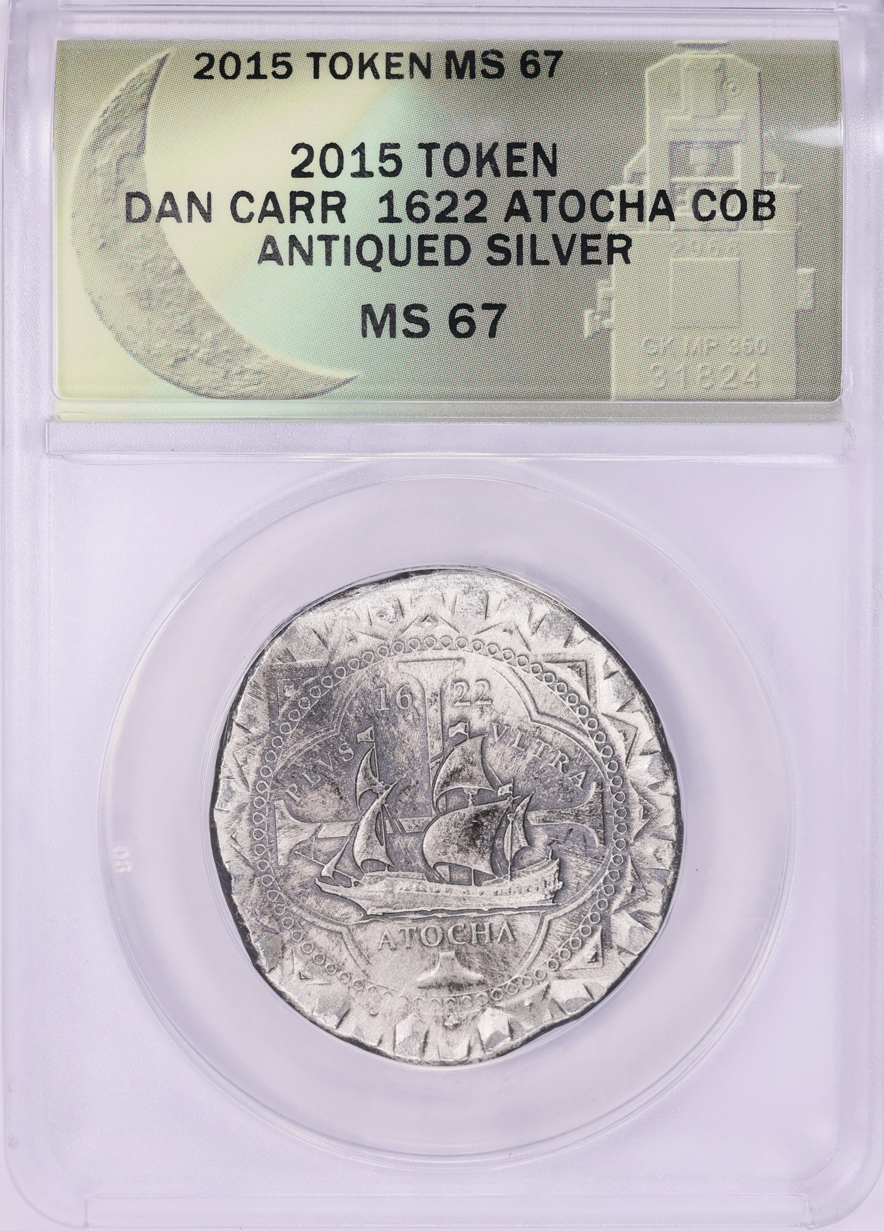 1622 (2015) Silver Atocha Cob 8 Reales Antique Finish Daniel Carr Token ...