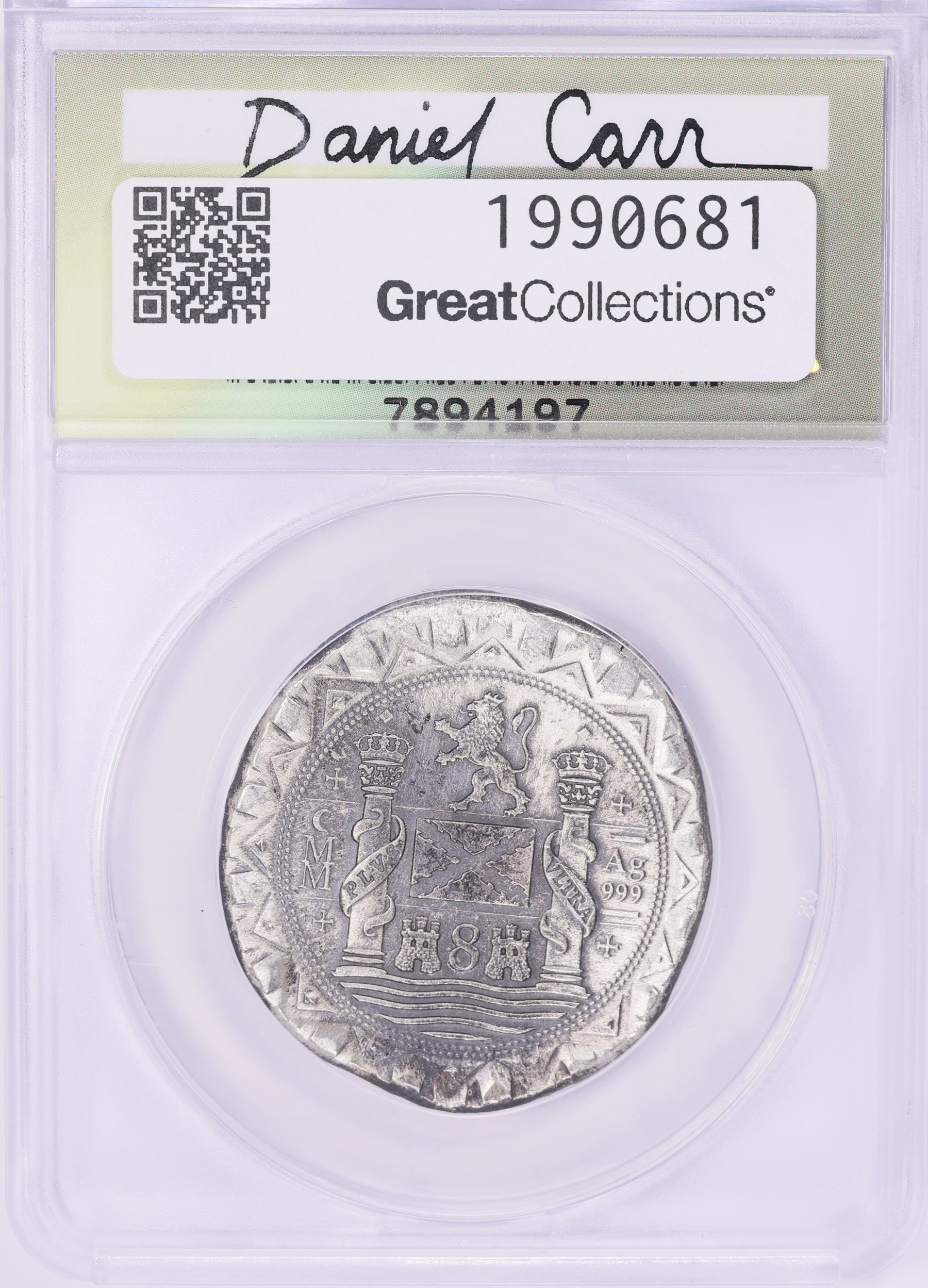 1622 (2015) Silver Atocha Cob 8 Reales Antique Finish Daniel Carr Token ...