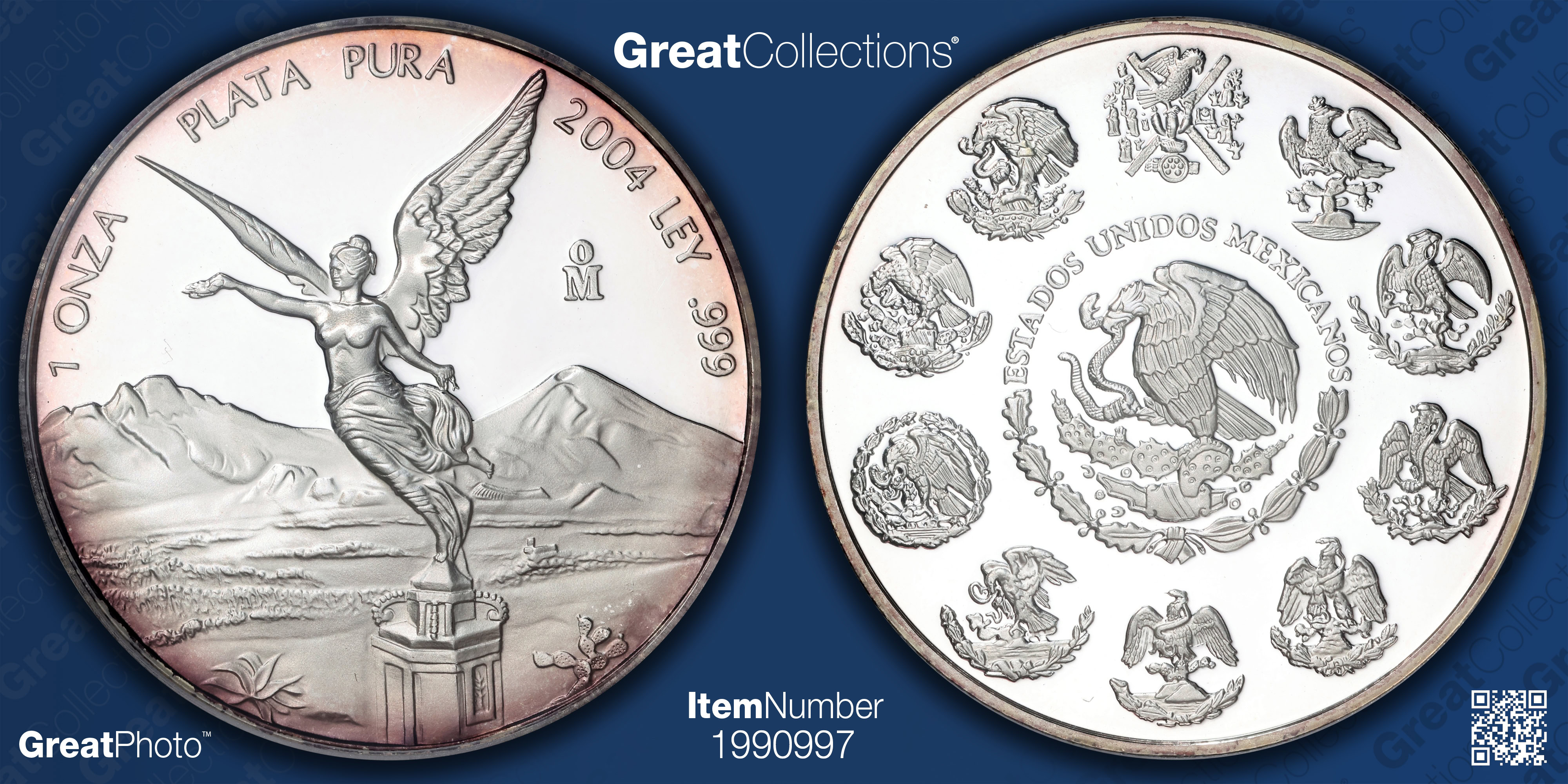 Mexico 2004-Mo Silver Onza Libertad KM-639 PCGS Proof-69 DCAM (Toned ...