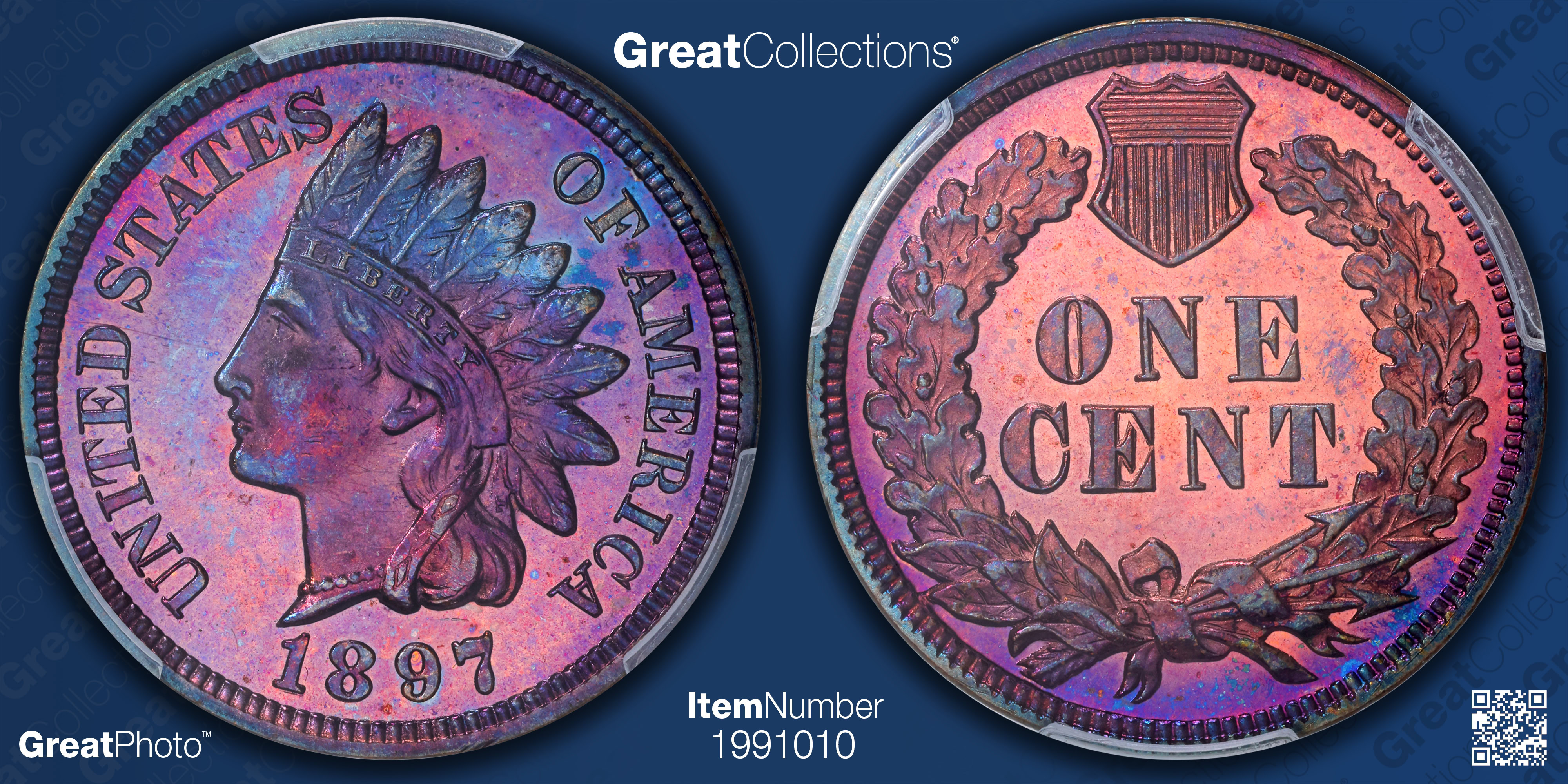 1897 Indian Cent PCGS Proof-66 RB (Toned) (Item 1991010 ...