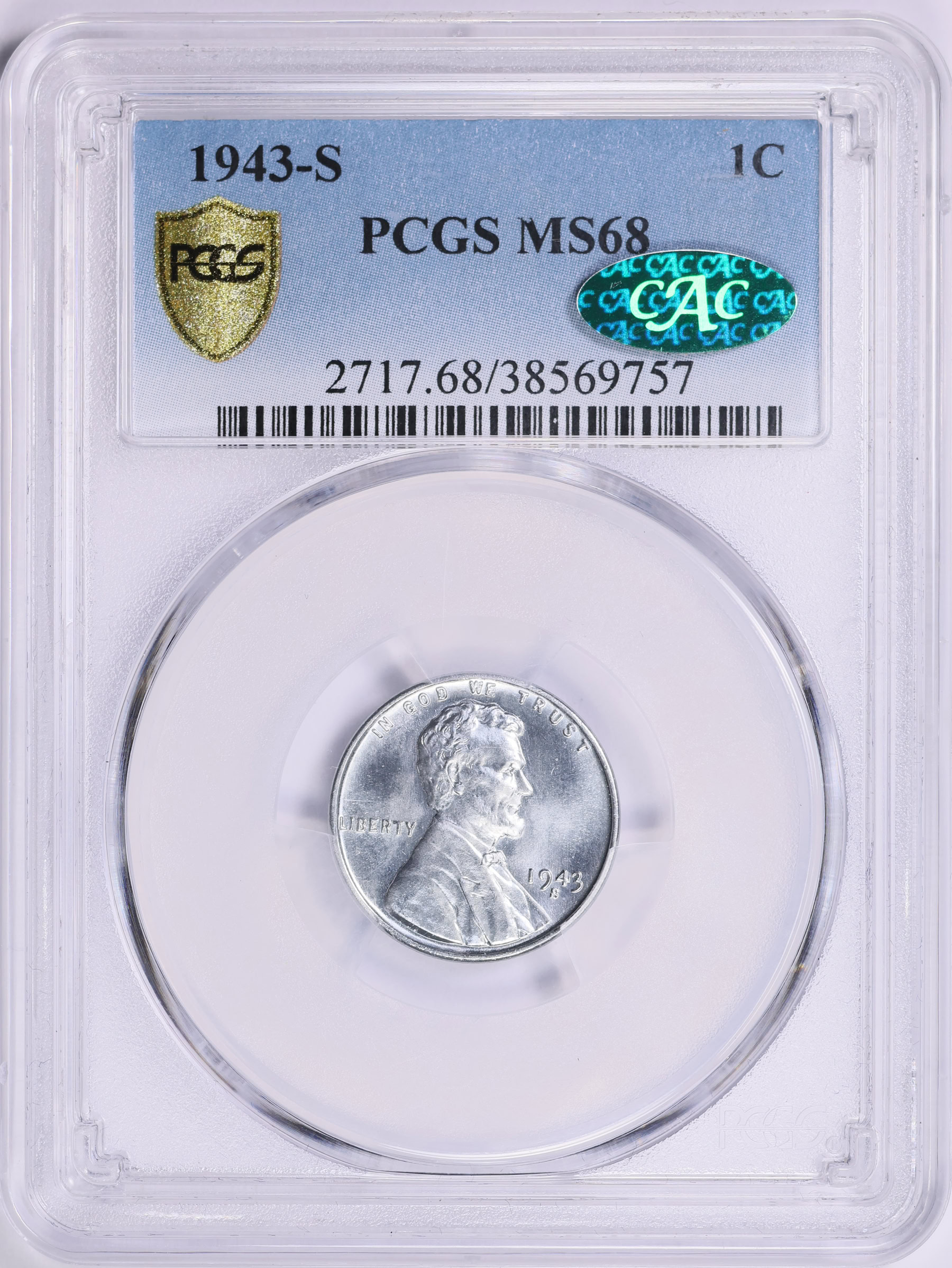 1943-S Lincoln Cent PCGS MS-68 (CAC Green) (Item 1991110 ...
