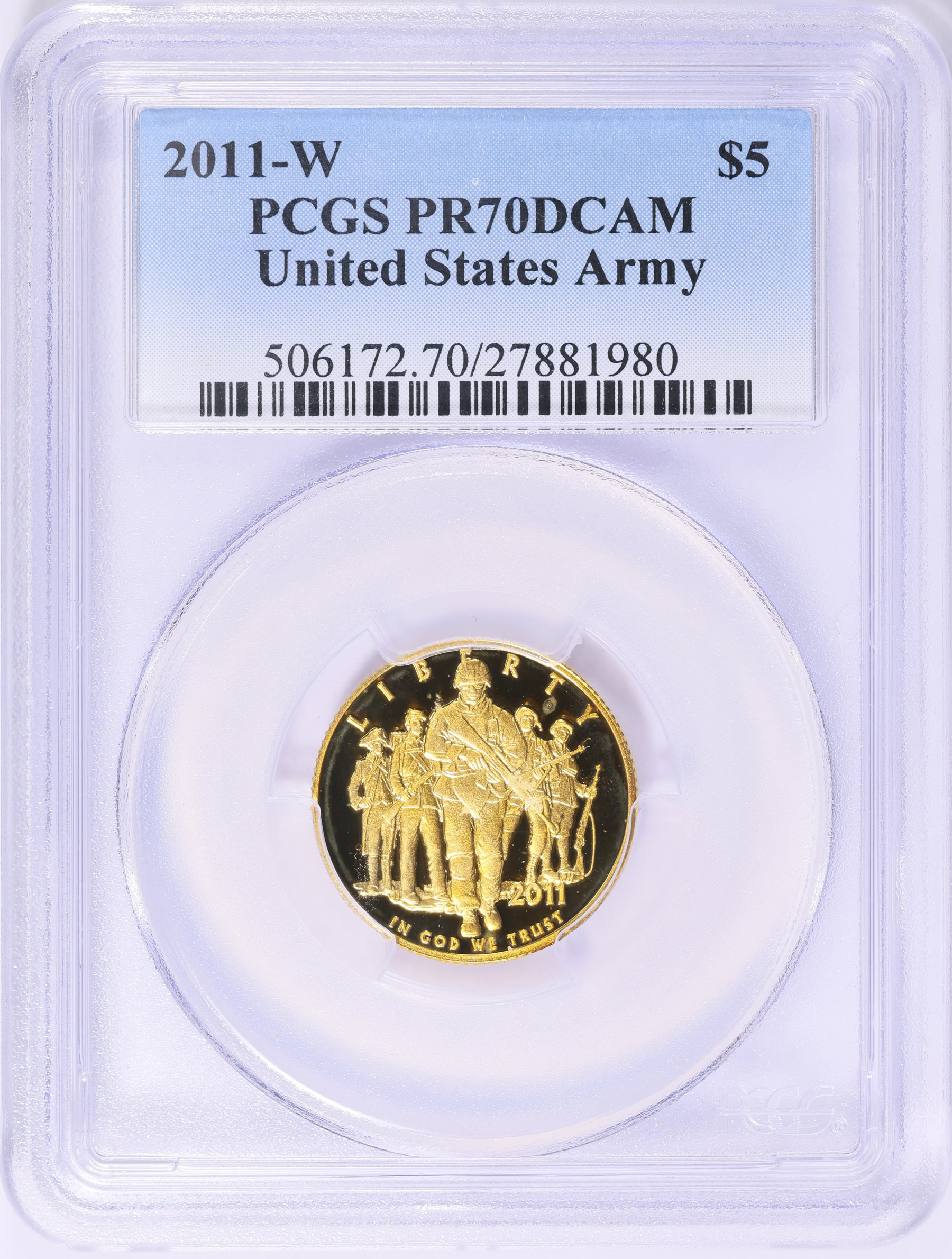 2011-W U.S. Army Gold $5 PCGS Proof-70 DCAM (Item 1991591 ...