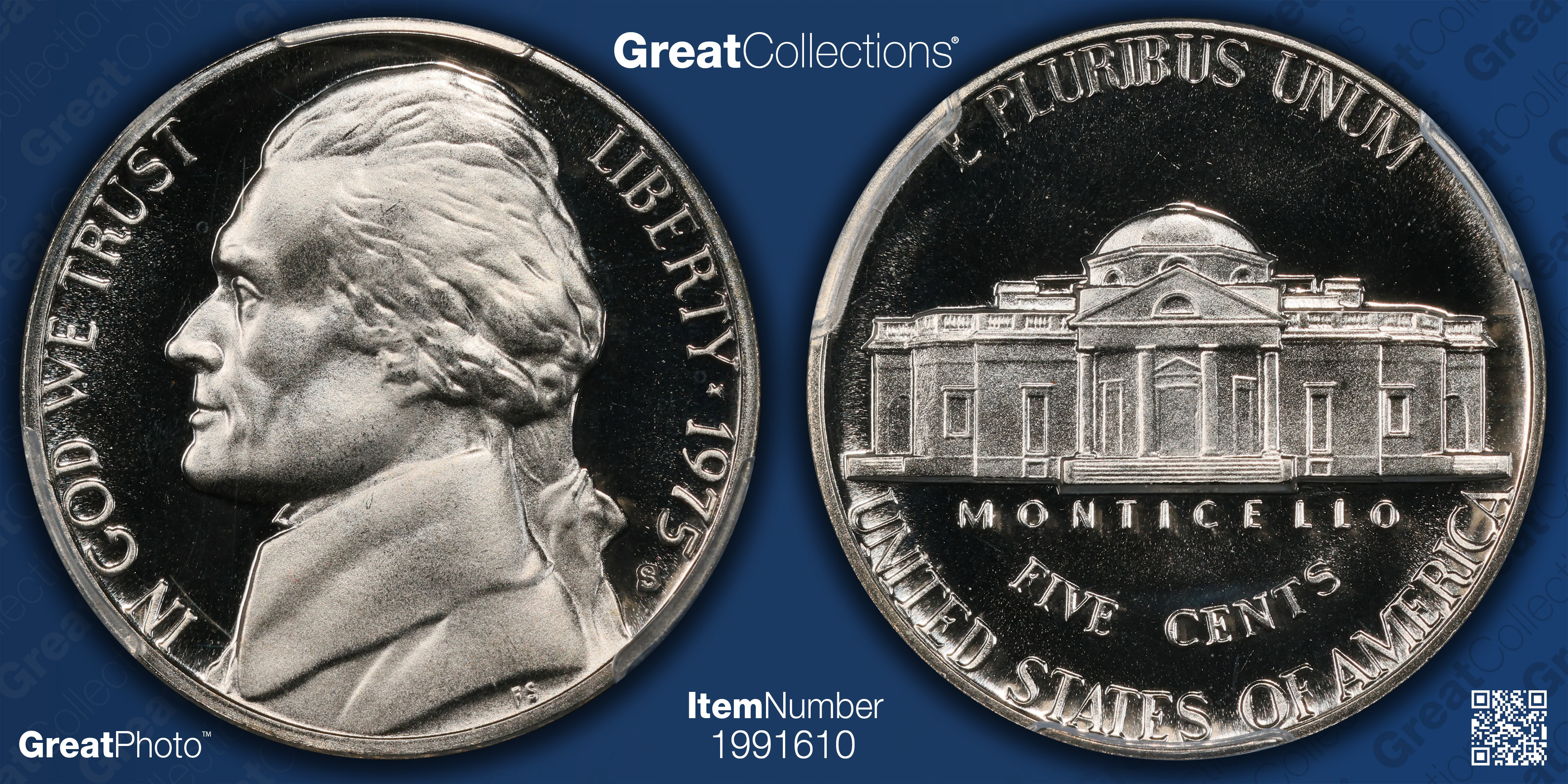1975-S Jefferson Nickel PCGS Proof-70 DCAM (Item 1991610 ...
