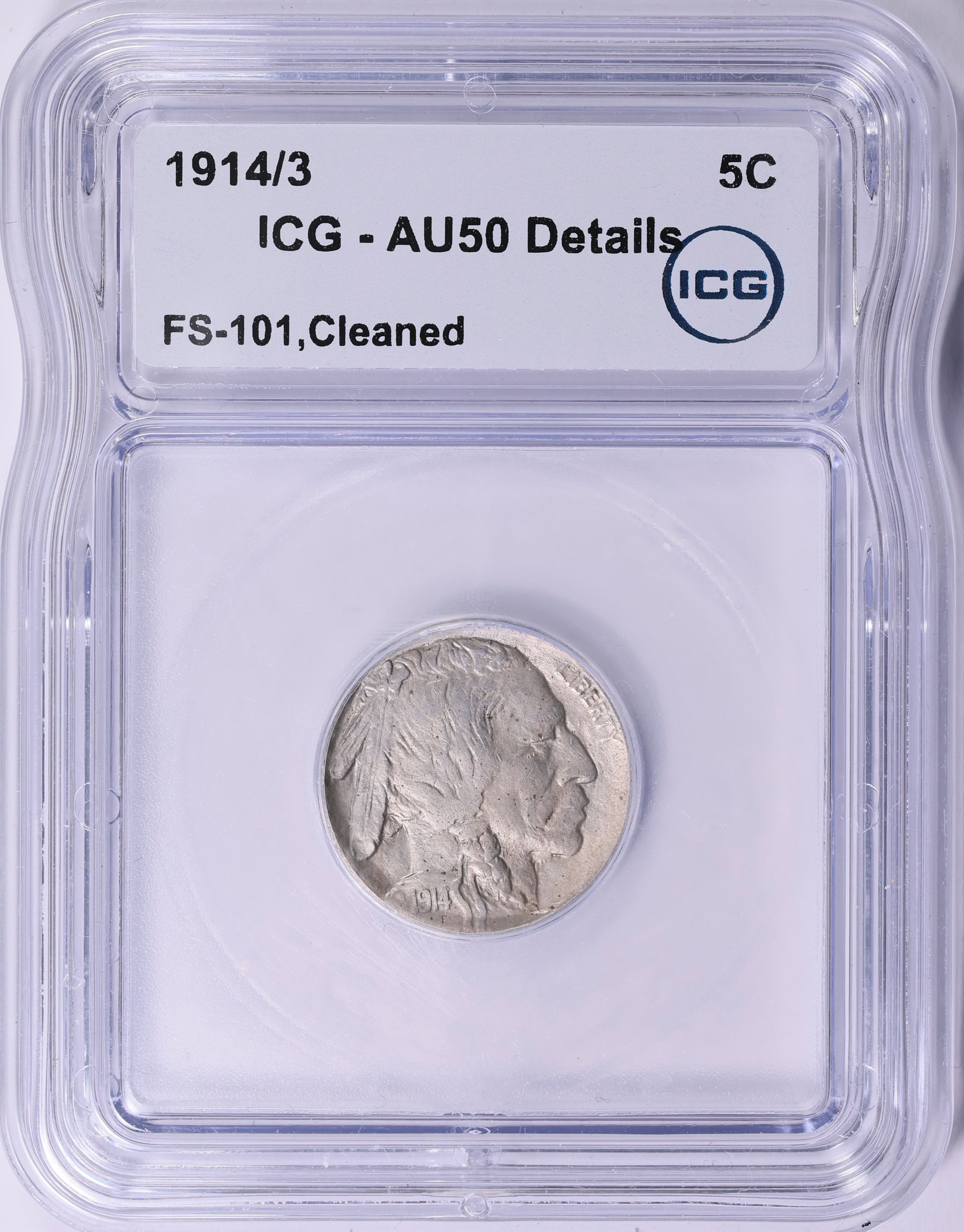 1914/3 Buffalo Nickel FS-101 ICG AU-50 Details (Item 1991820 ...