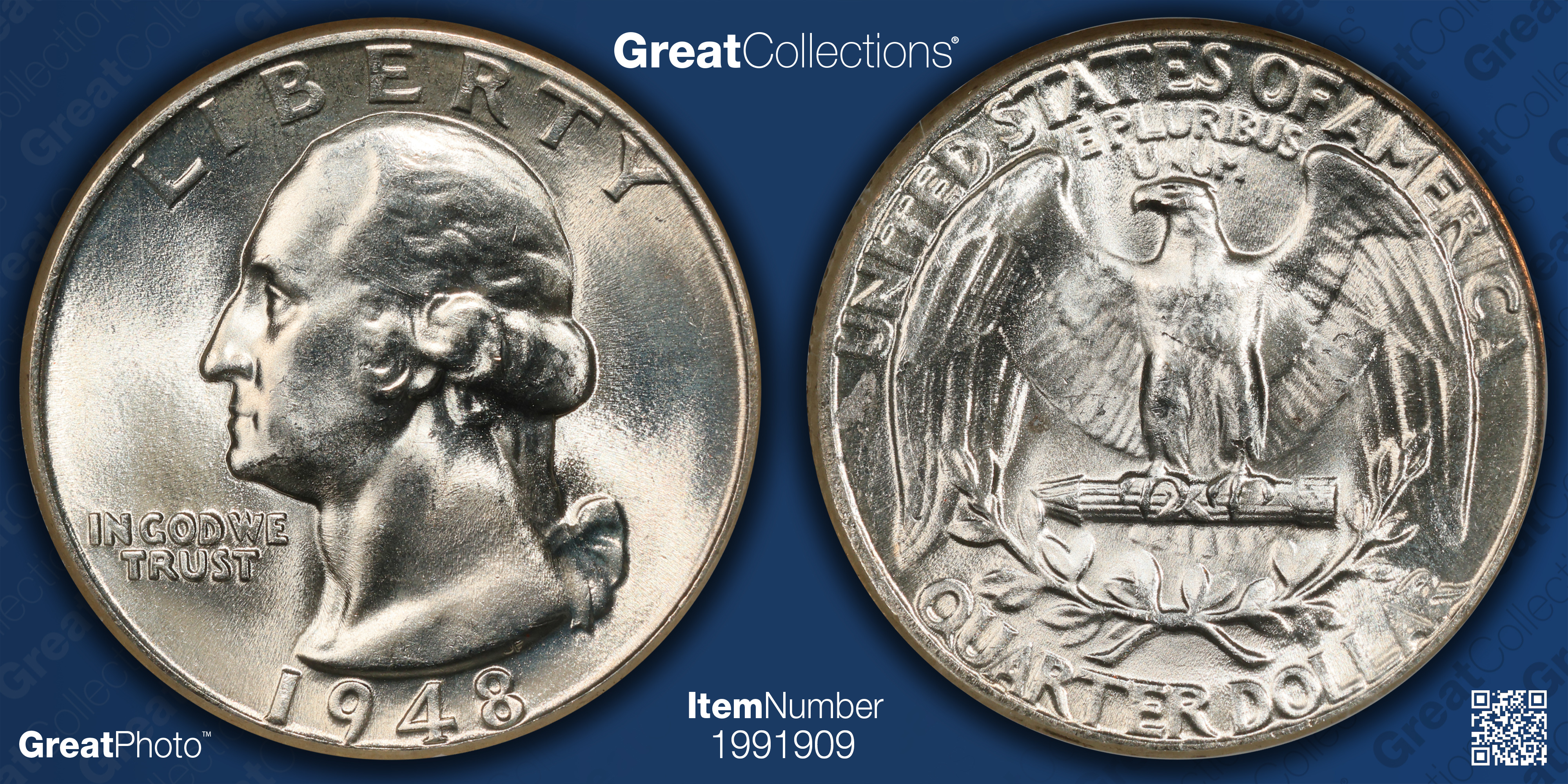 1948 Washington Quarter NGC MS-66 (Item 1991909) | GreatCollections ...