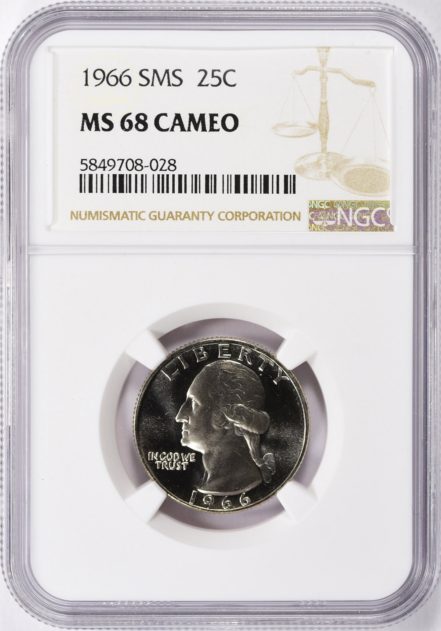 1966 Washington Quarter SMS NGC MS-68 CAMEO (Item 1992375 ...