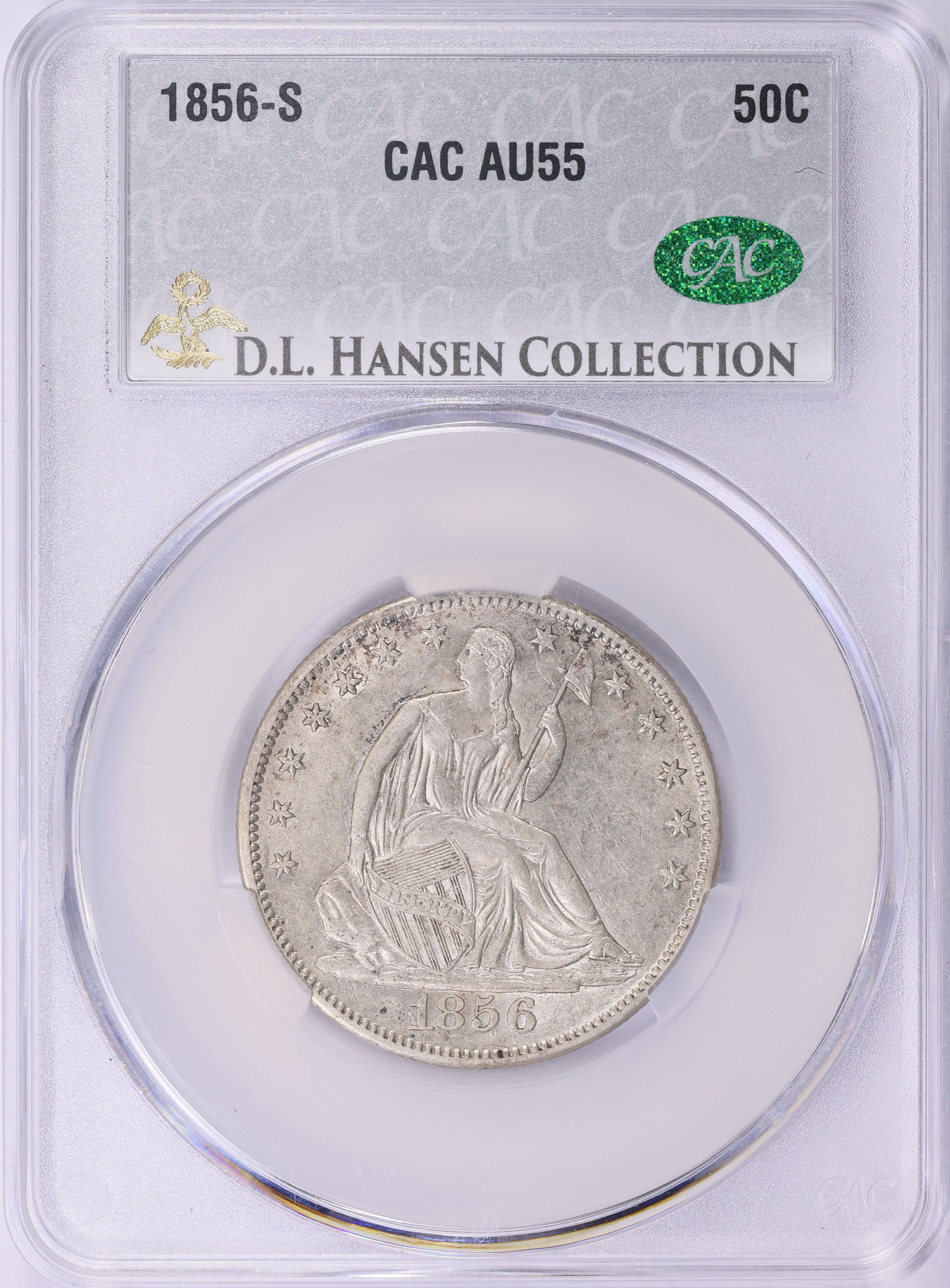 1856-S Seated Liberty Half Dollar CACG AU-55 (D.L. Hansen Collection ...