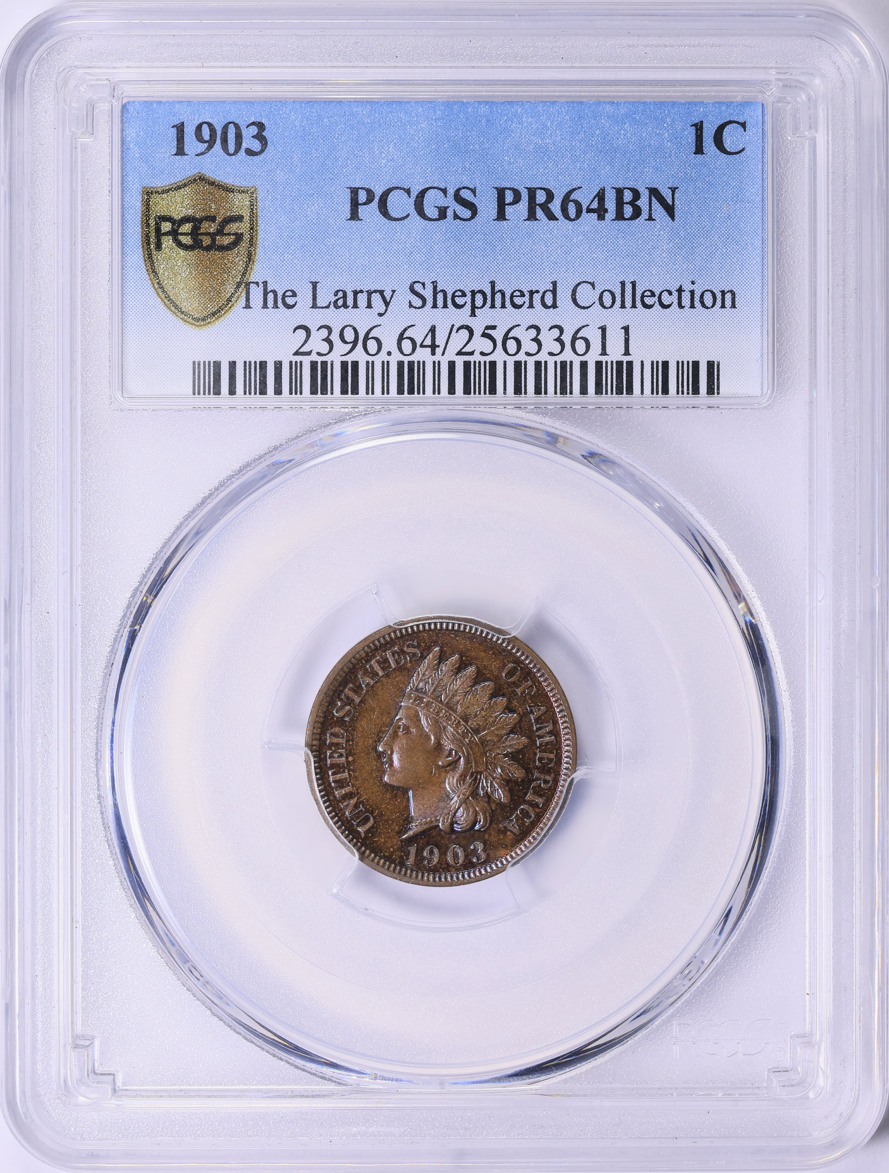 1903 Indian Cent PCGS Proof-64 BN (Toned) (The Larry Shepherd ...
