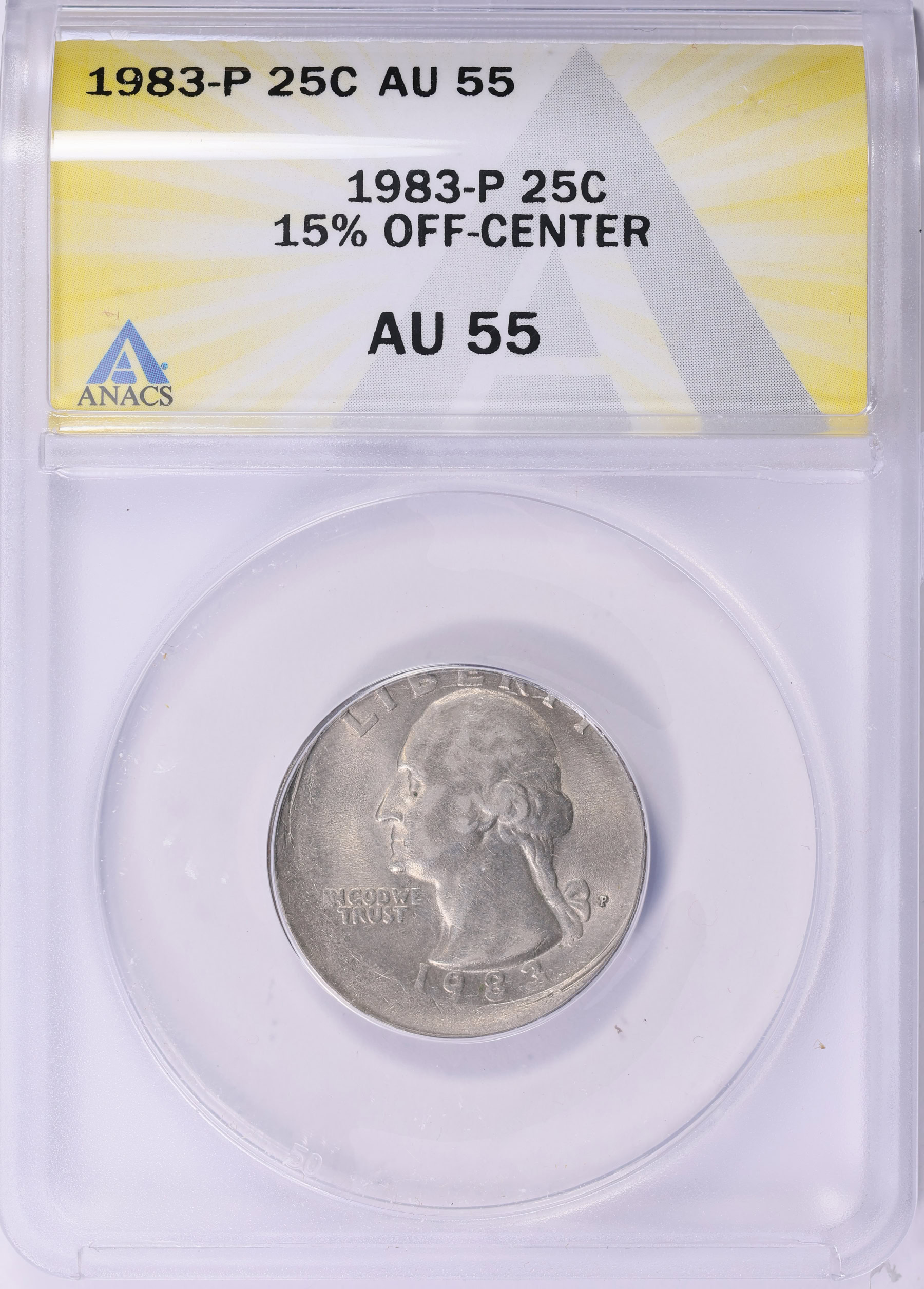 Mint Error 1983-P Washington Quarter 15% Off-Center ANACS AU-55 | ANACS ...