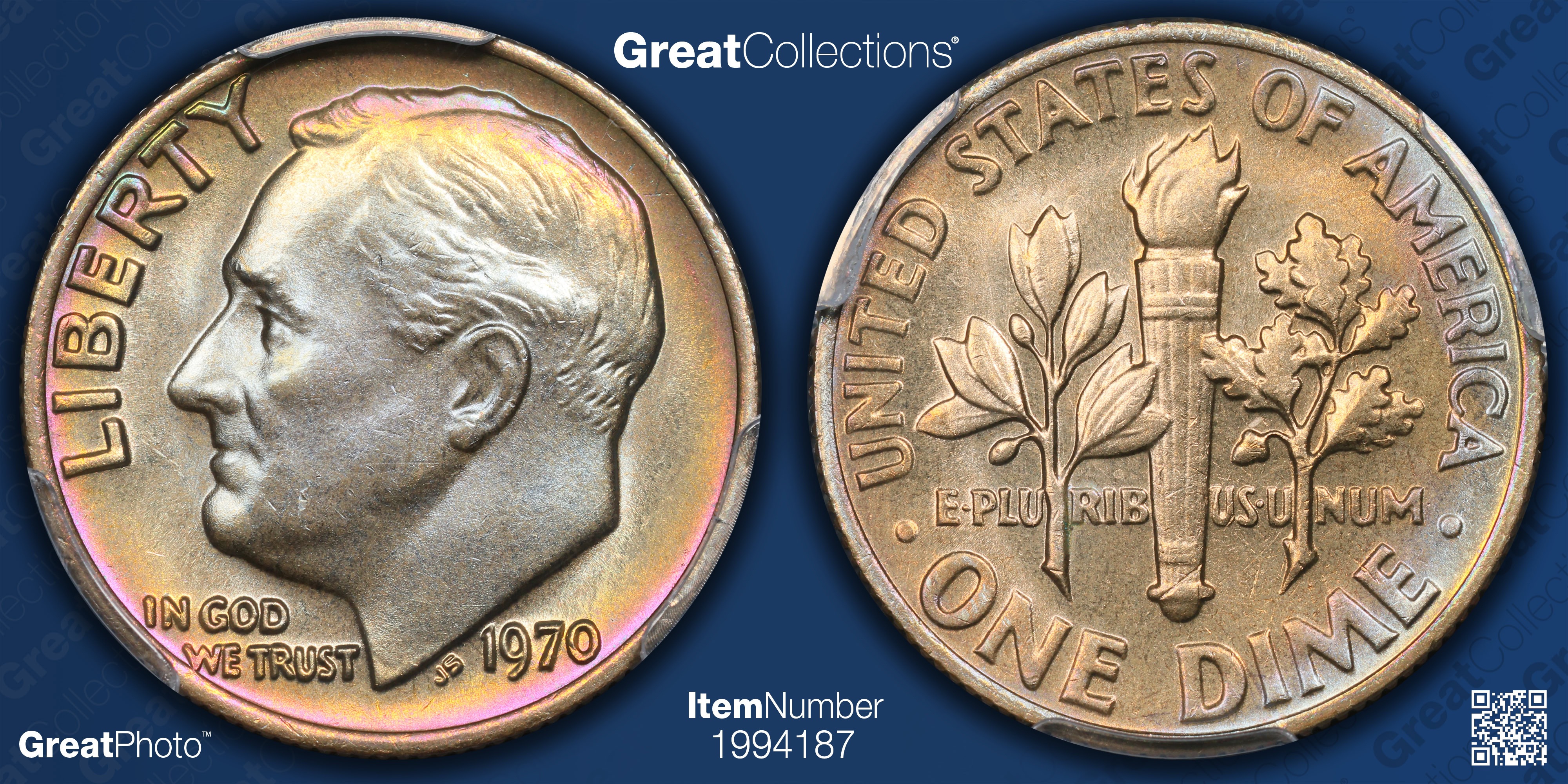 1970 Roosevelt Dime PCGS MS-67 (Toned) (Item 1994187 ...
