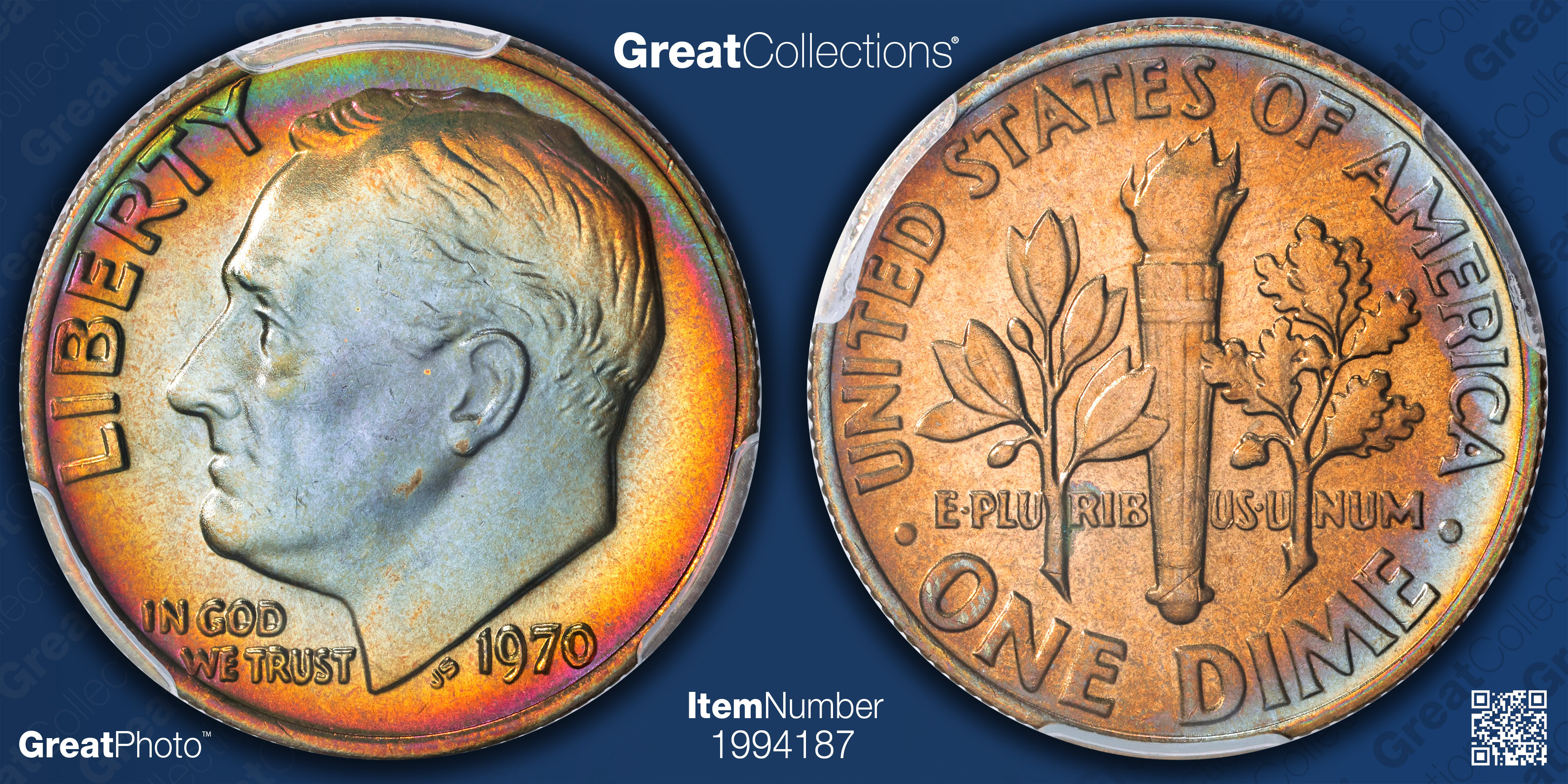 1970 Roosevelt Dime PCGS MS-67 (Toned) (Item 1994187 ...