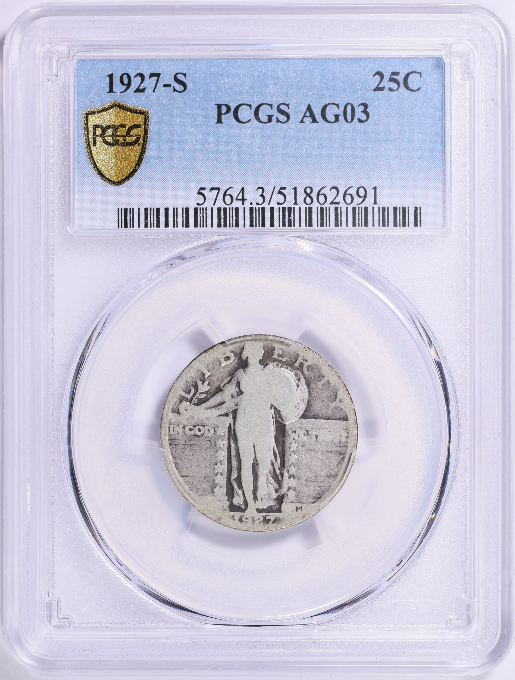 1927-S Standing Liberty Quarter PCGS AG-03 (Item 1994221 ...