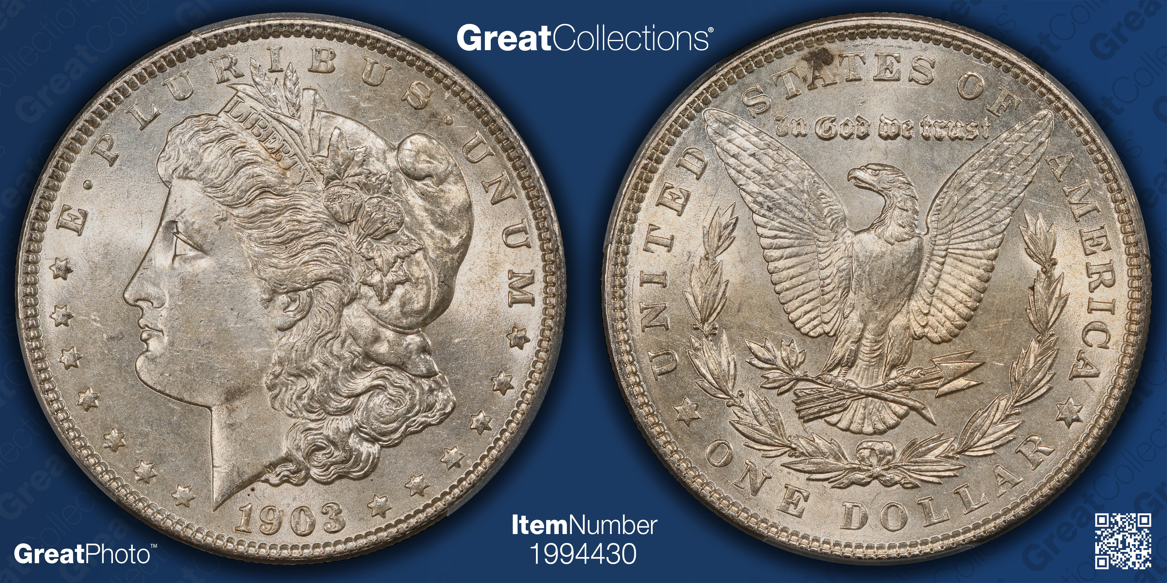 1903 Morgan Silver Dollar PCGS AU-55 (Item 1994430) | GreatCollections ...