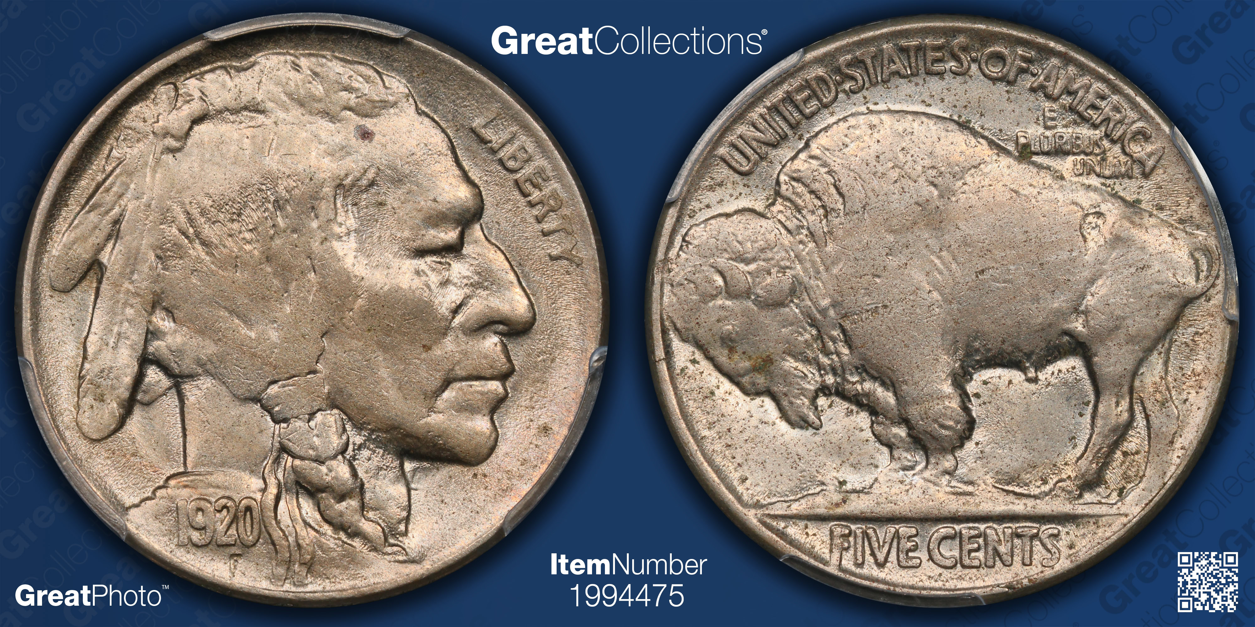 1920 Buffalo Nickel PCGS MS-63 (Item 1994475) | GreatCollections Coin ...