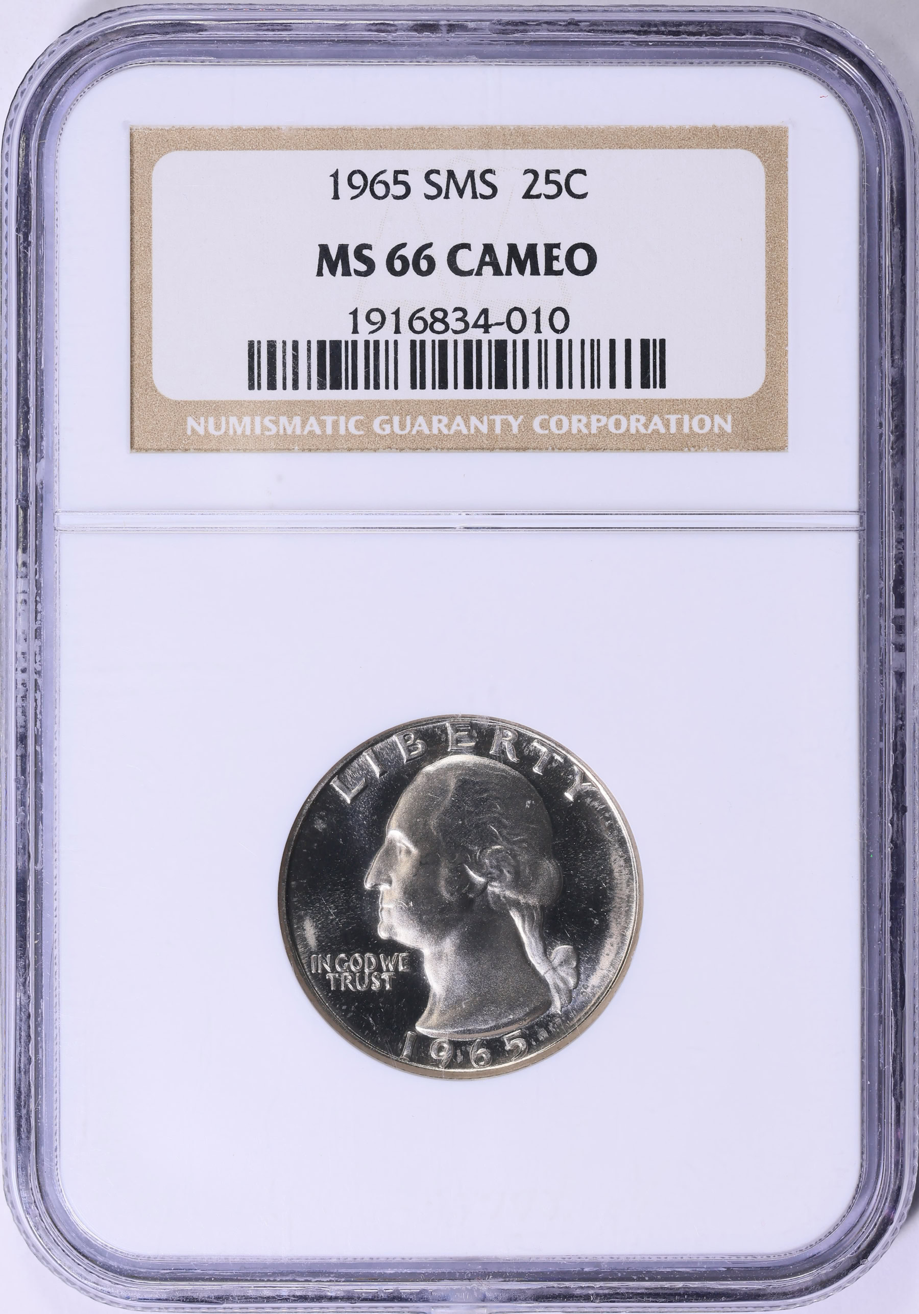 1965 Washington Quarter SMS NGC MS-66 CAMEO (Item 1994629 ...