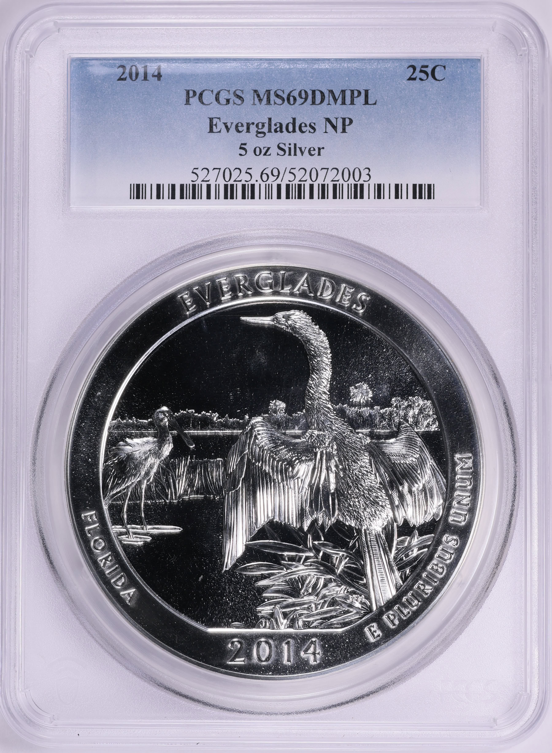 2014 America the Beautiful 5 oz. Silver Quarter Everglades NP PCGS MS ...