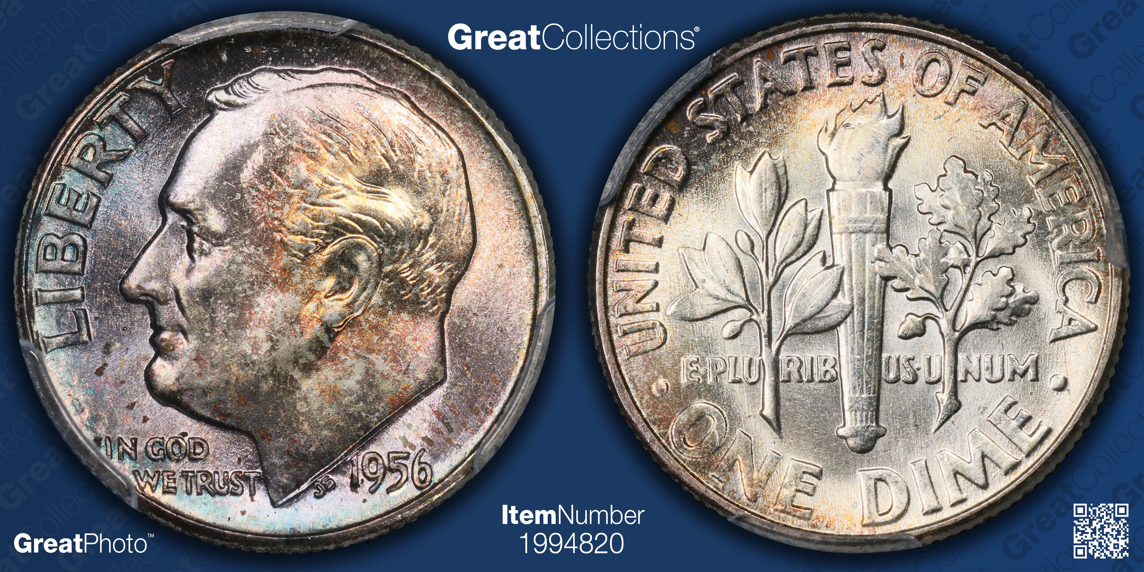 1956 Roosevelt Dime PCGS MS-66 (Toned) (Item 1994820 ...
