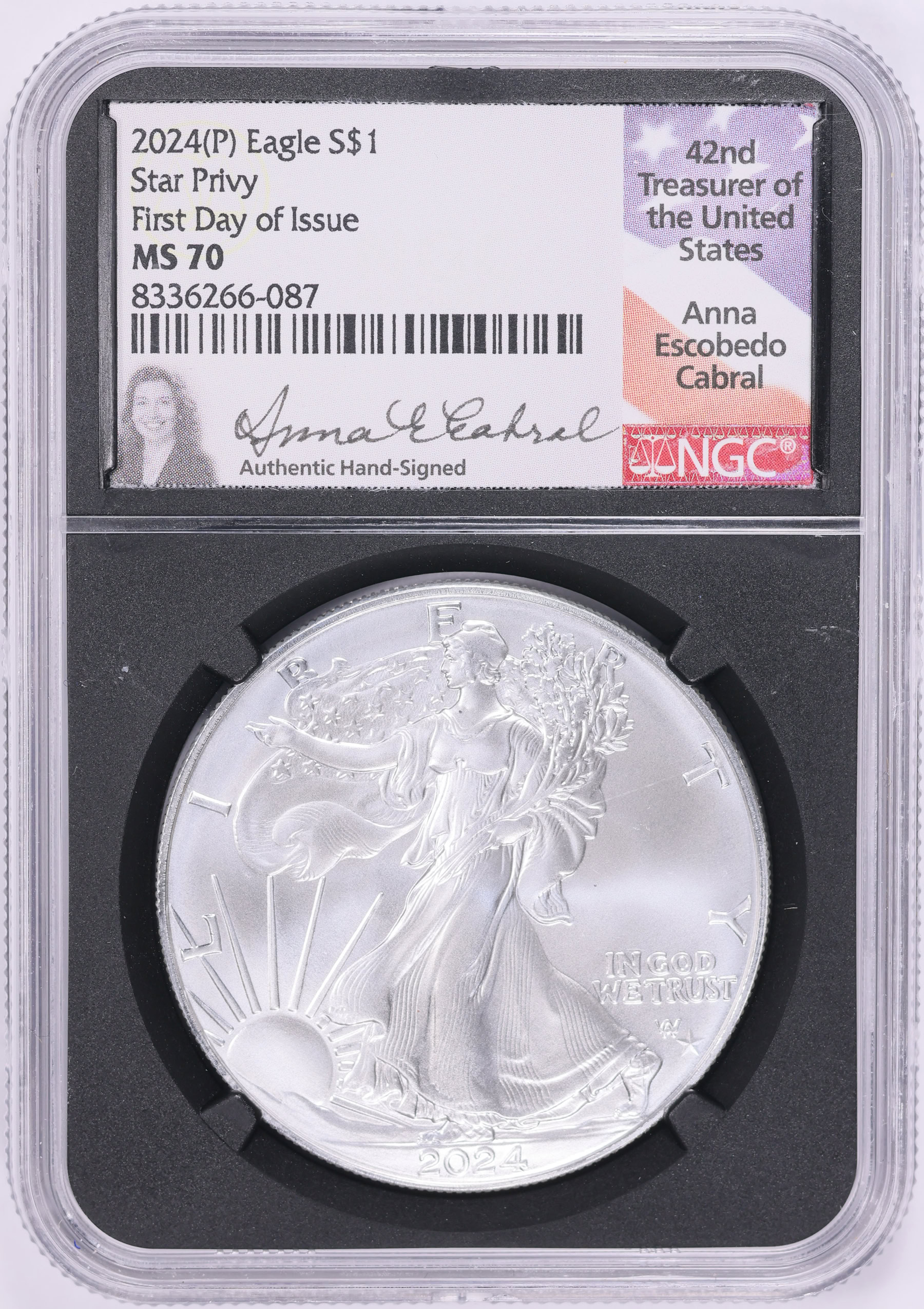 2024-(P) $1 Silver Eagle with Star Privy Struck at Philadelphia First ...