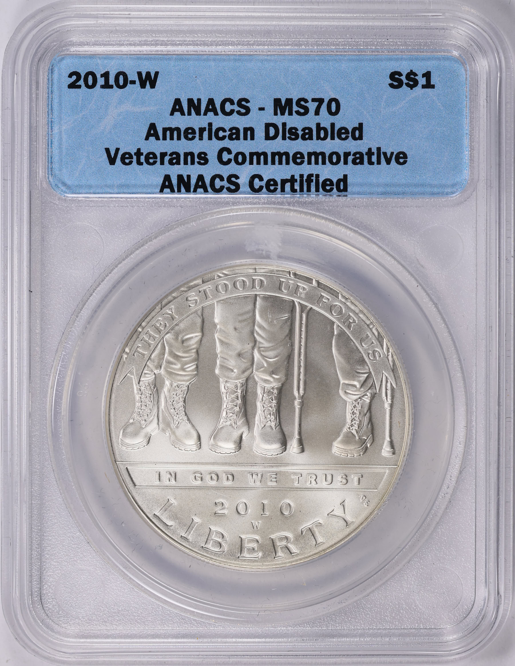 2010-W American Veterans Disabled for Life Silver Dollar ANACS MS-70 ...