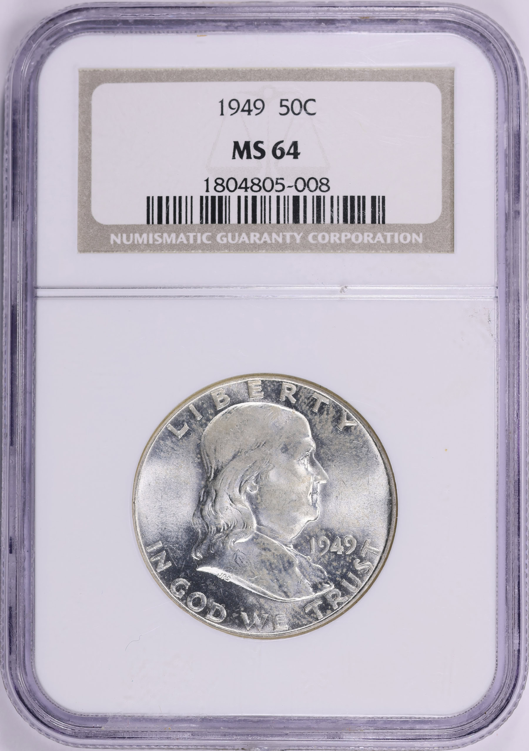 1949 Franklin Half Dollar NGC MS-64 (Item 1995135) | GreatCollections ...