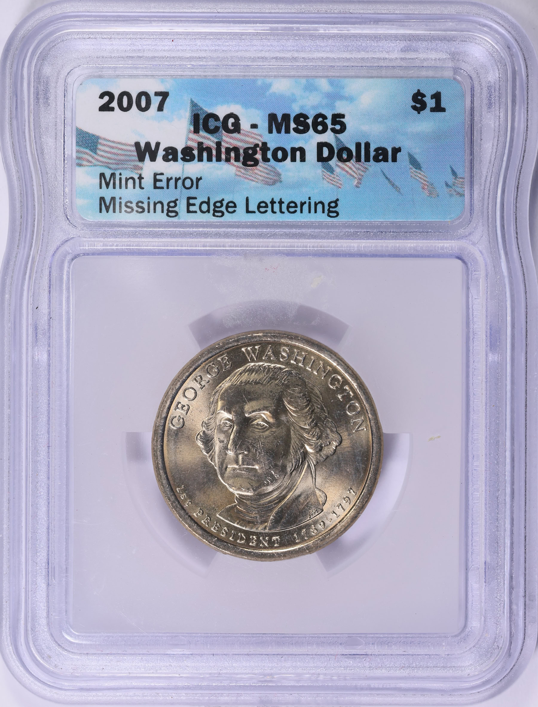 Mint Error (2007) Presidential Dollar George Washington Missing Edge ...