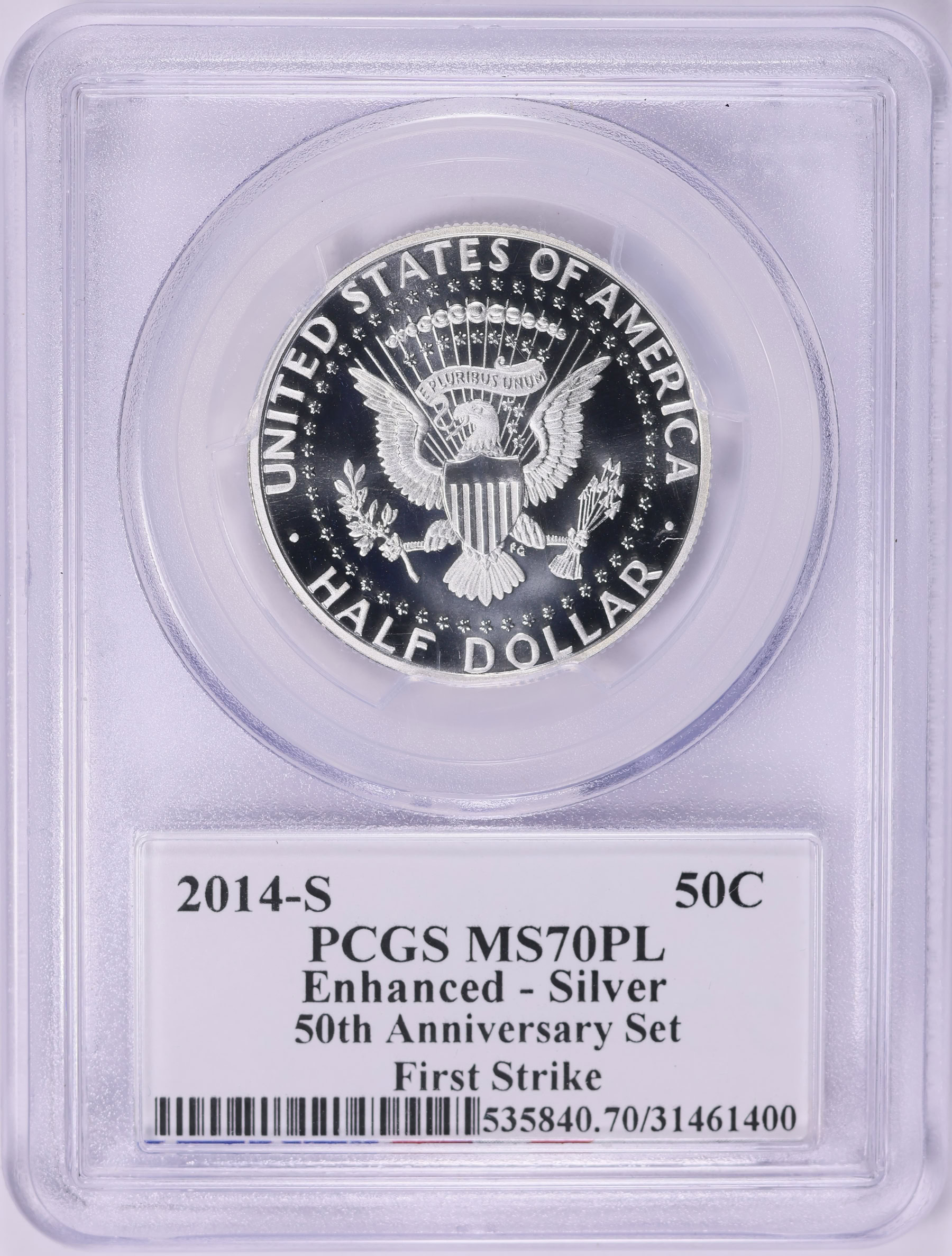 2014-S Kennedy Half Dollar Enhanced Silver First Strike (From the 50th ...