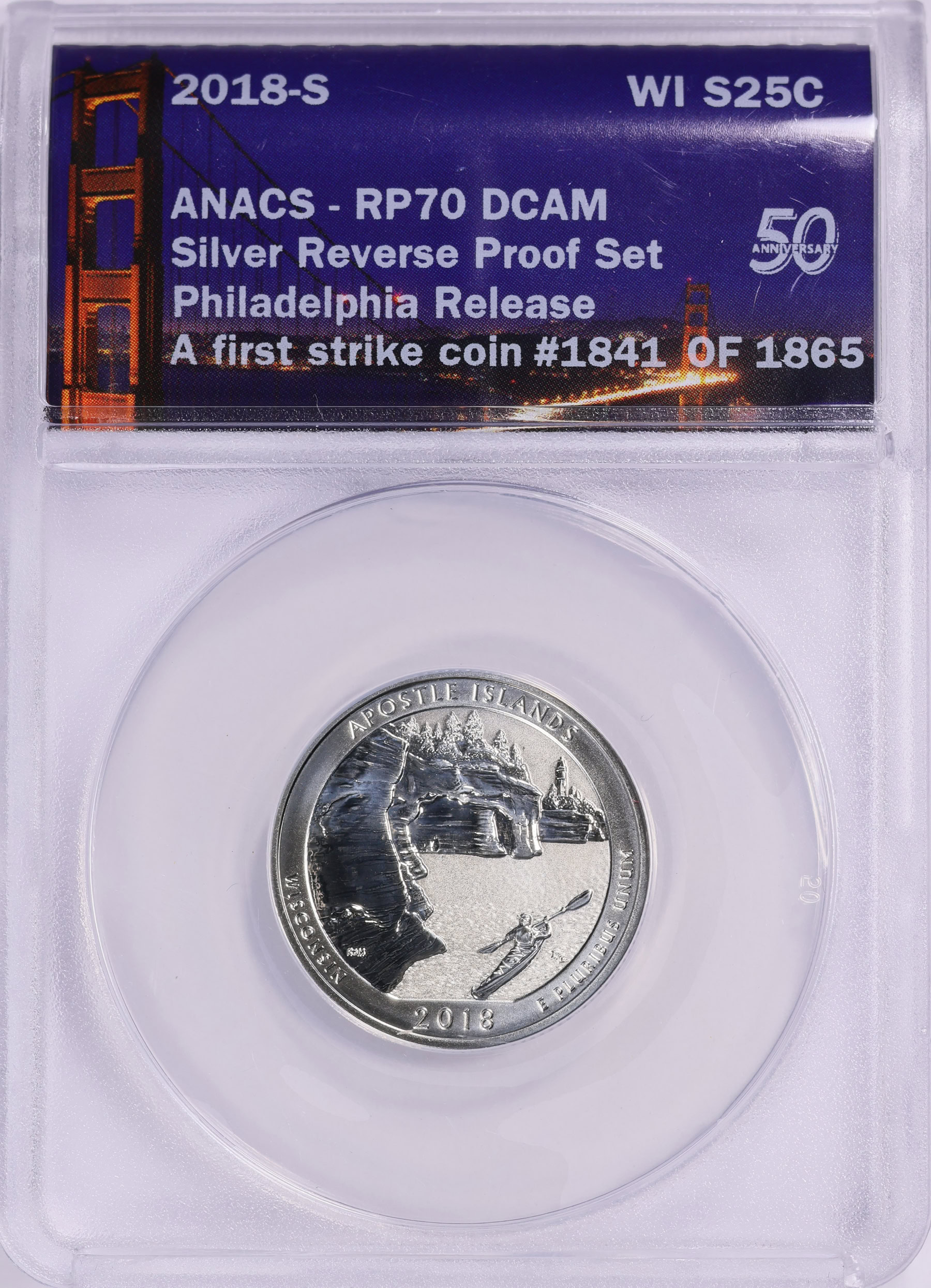 2018-S America the Beautiful Quarter Apostle Islands NP Reverse Proof ...