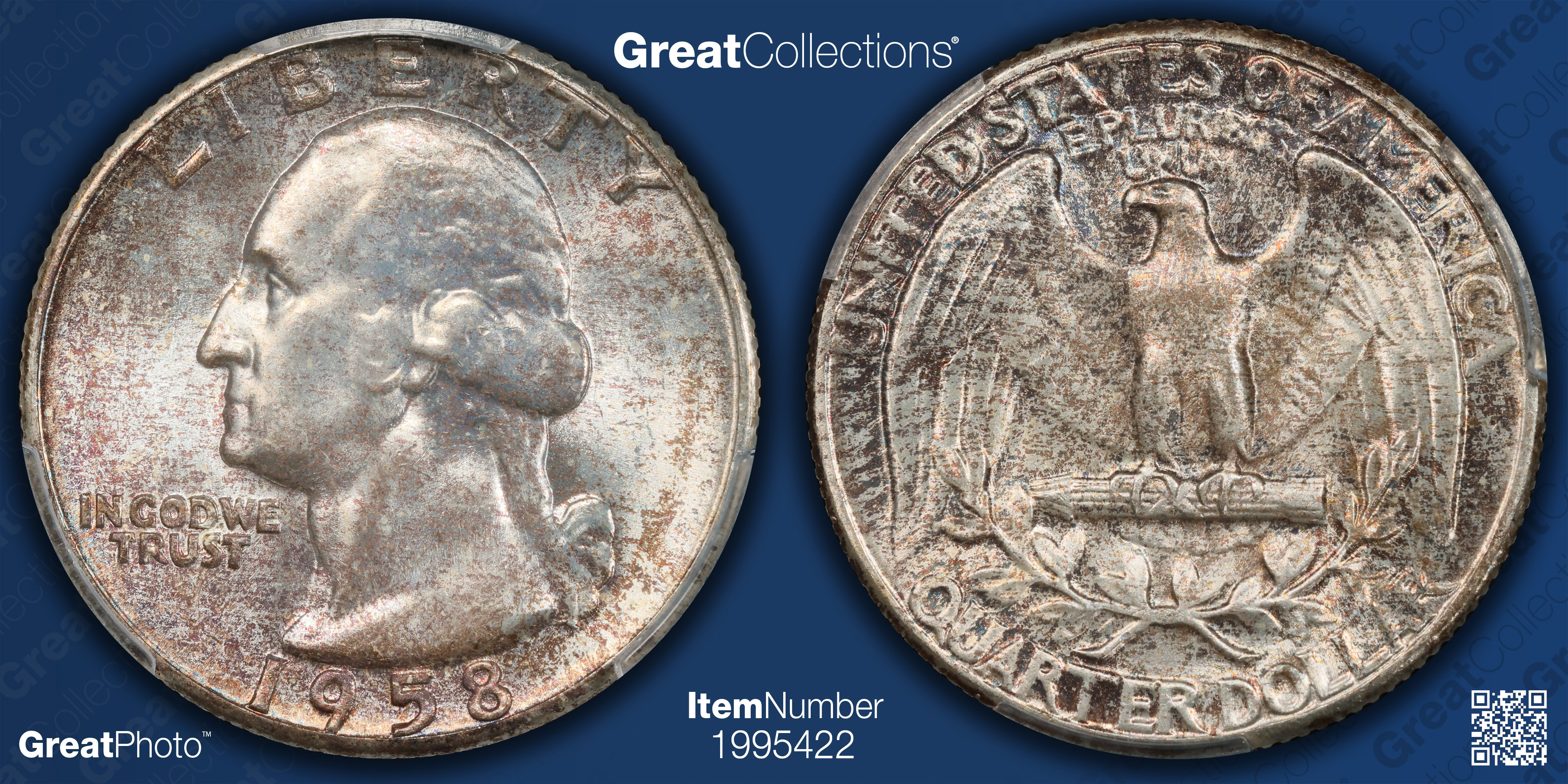 1958 Washington Quarter PCGS MS-66 (Item 1995422) | GreatCollections ...