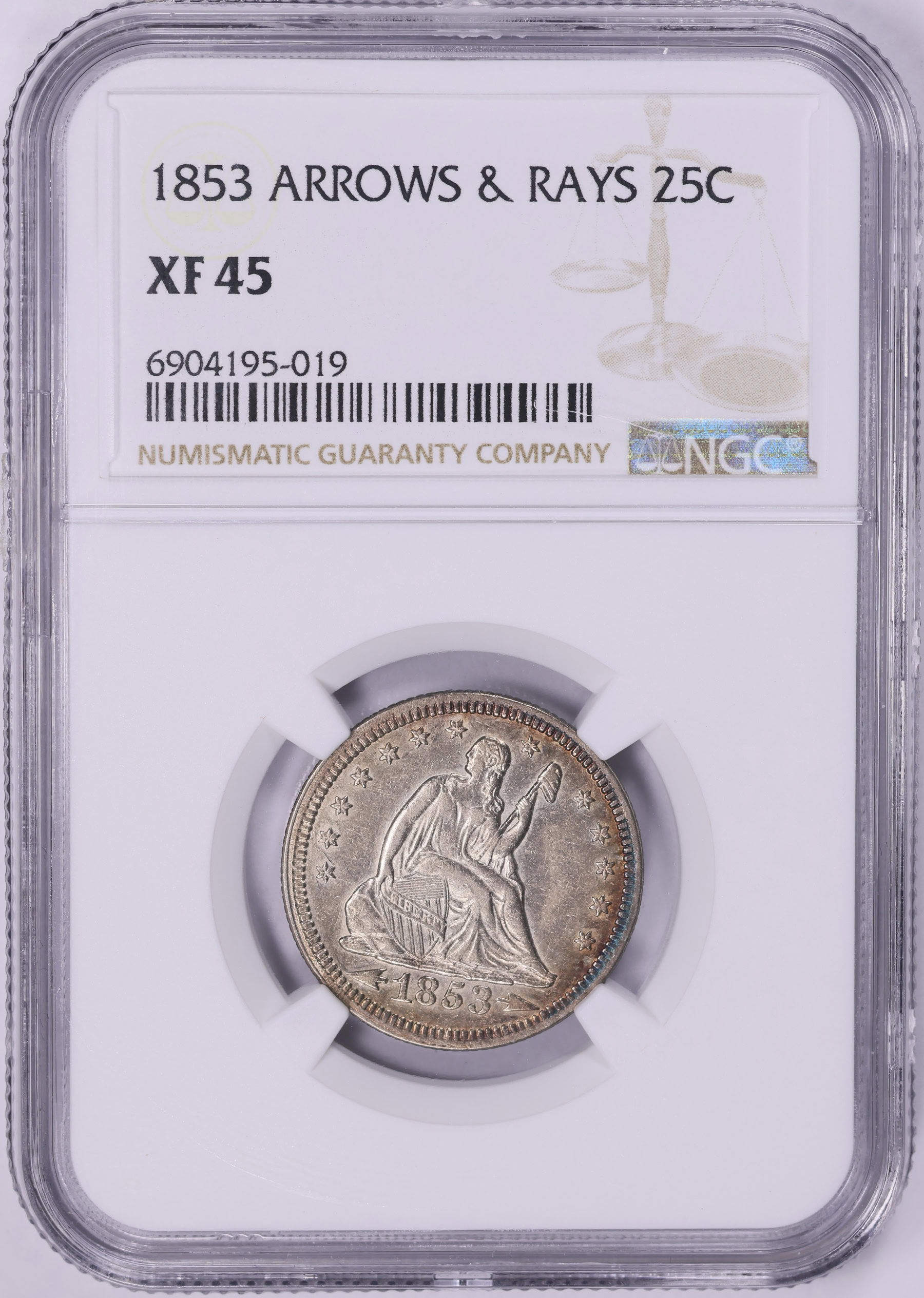 1853 Seated Liberty Quarter Arrows and Rays NGC XF-45 (Item 1995493 ...