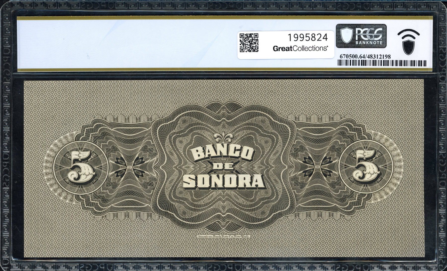 Mexico ND (1901-11) 5 Pesos Banco de Sonora Remainder Note SCWPM-S419r ...
