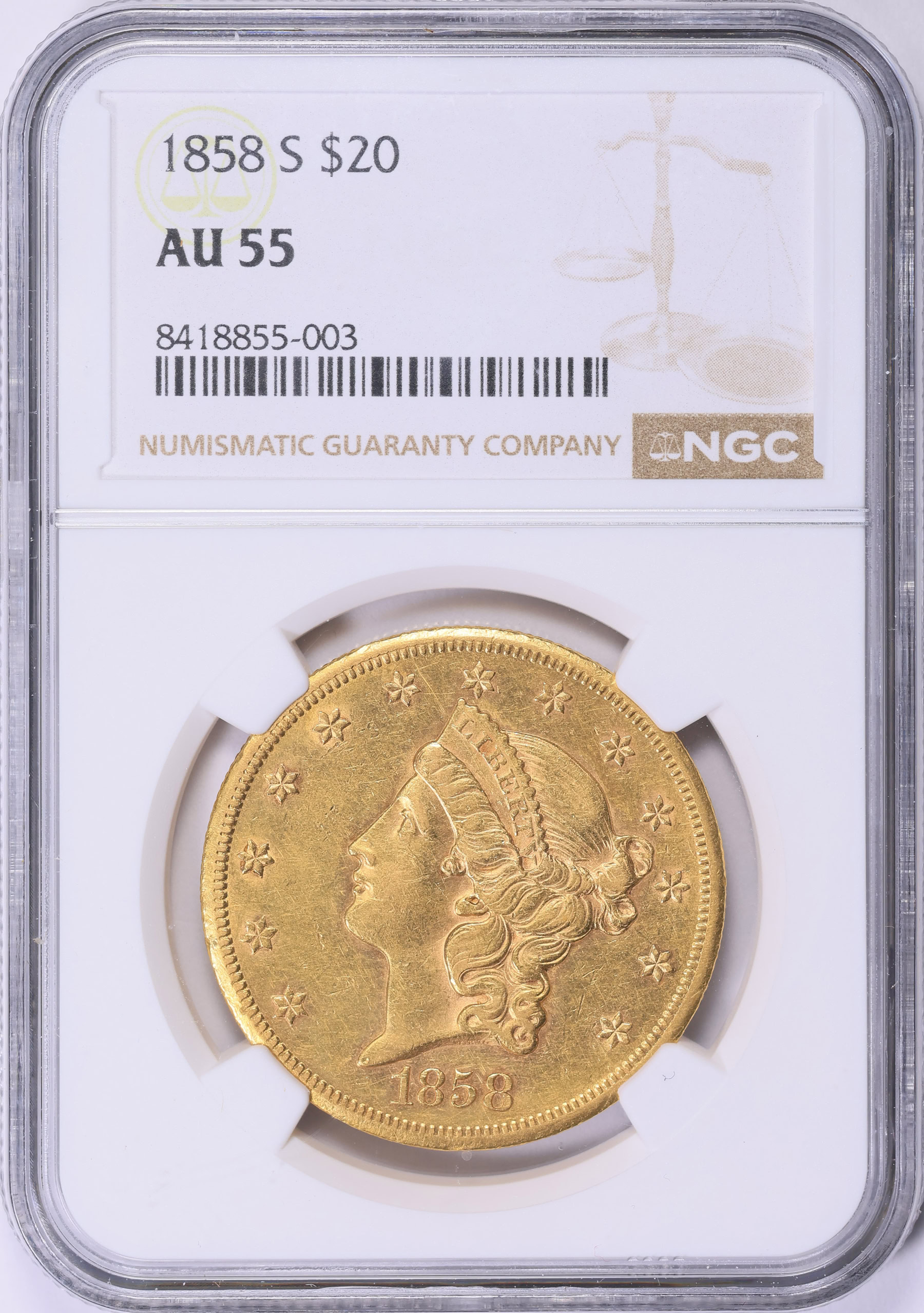1858-S Liberty Gold Double Eagle NGC AU-55 (Item 1995839 ...