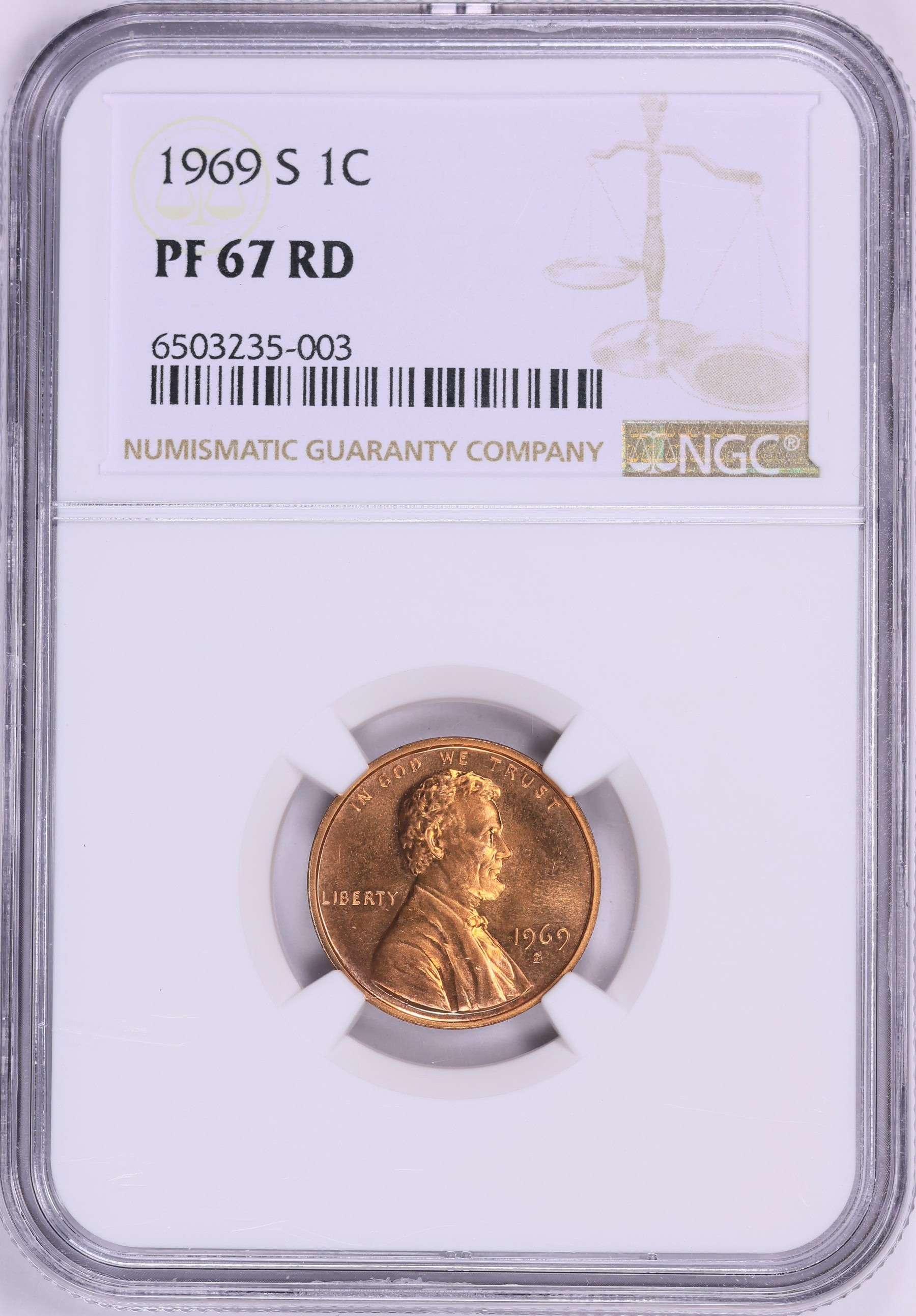 1969-S Lincoln Cent NGC Proof-67 RD (Item 1995920) | GreatCollections ...