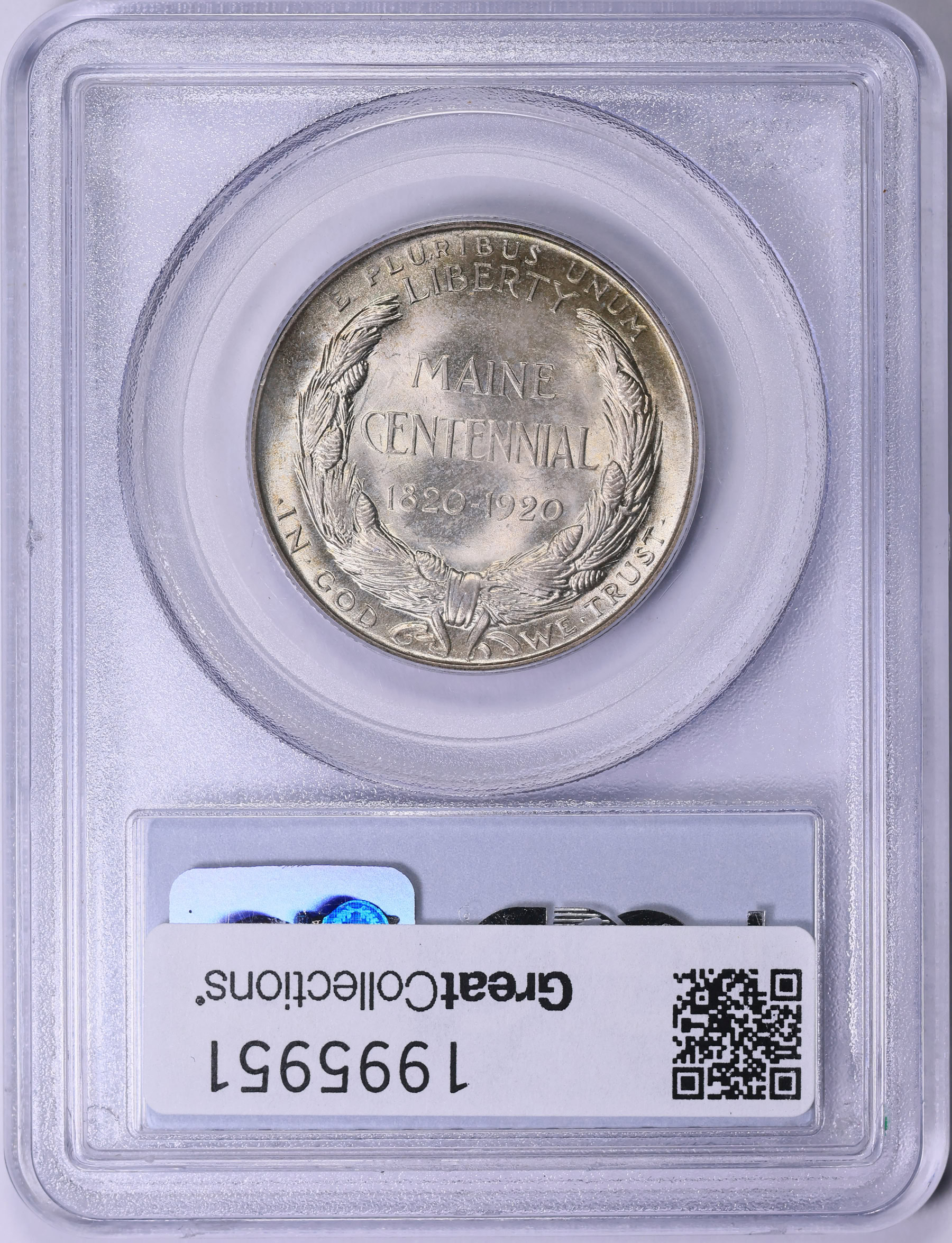 1920 Maine Centennial Half Dollar PCGS MS-66 (CAC Green) (Toned) (Item ...