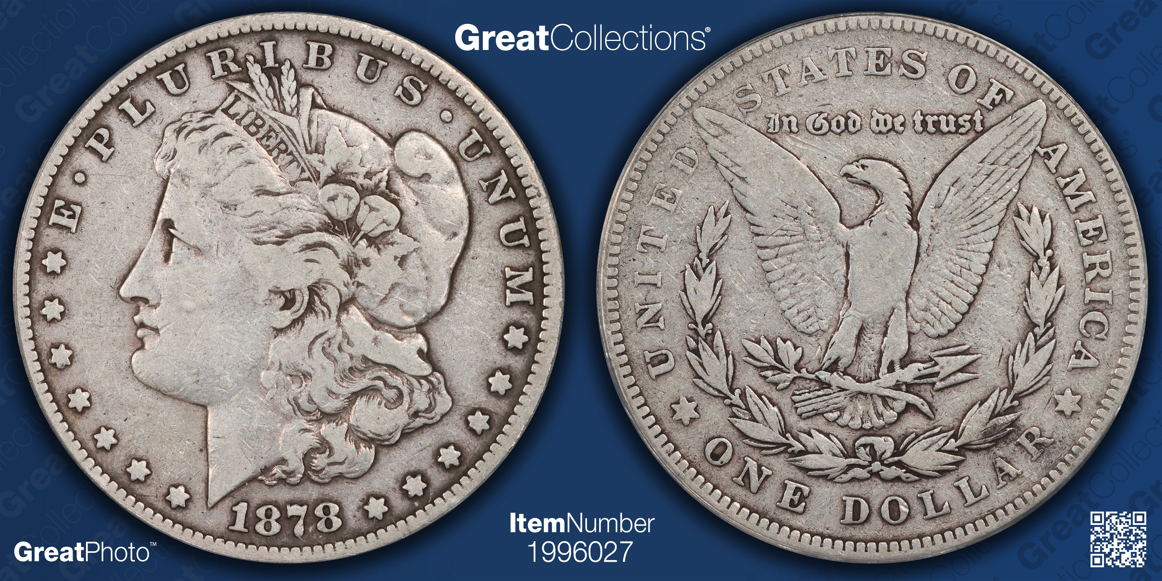 1878 Morgan Silver Dollar 7/8 Tailfeathers ANACS F-15 (Item 1996027 ...