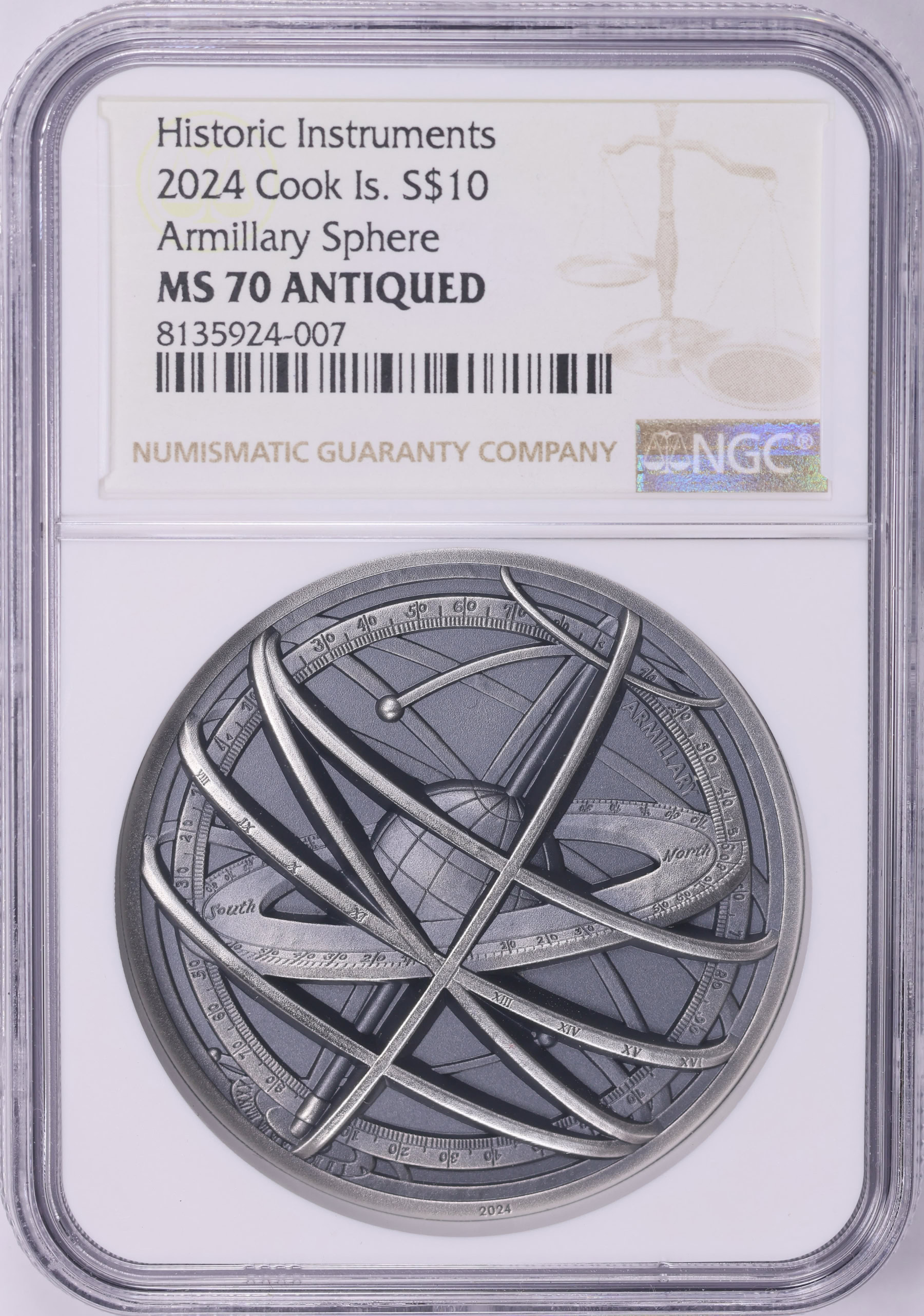 Cook Islands 2024 Silver $10 Historic Instruments Armillary Sphere ...